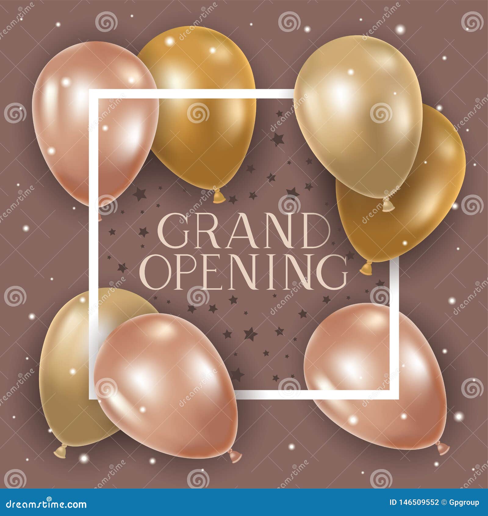 Square Frame with Grand Opening Message and Balloons Helium Stock ...
