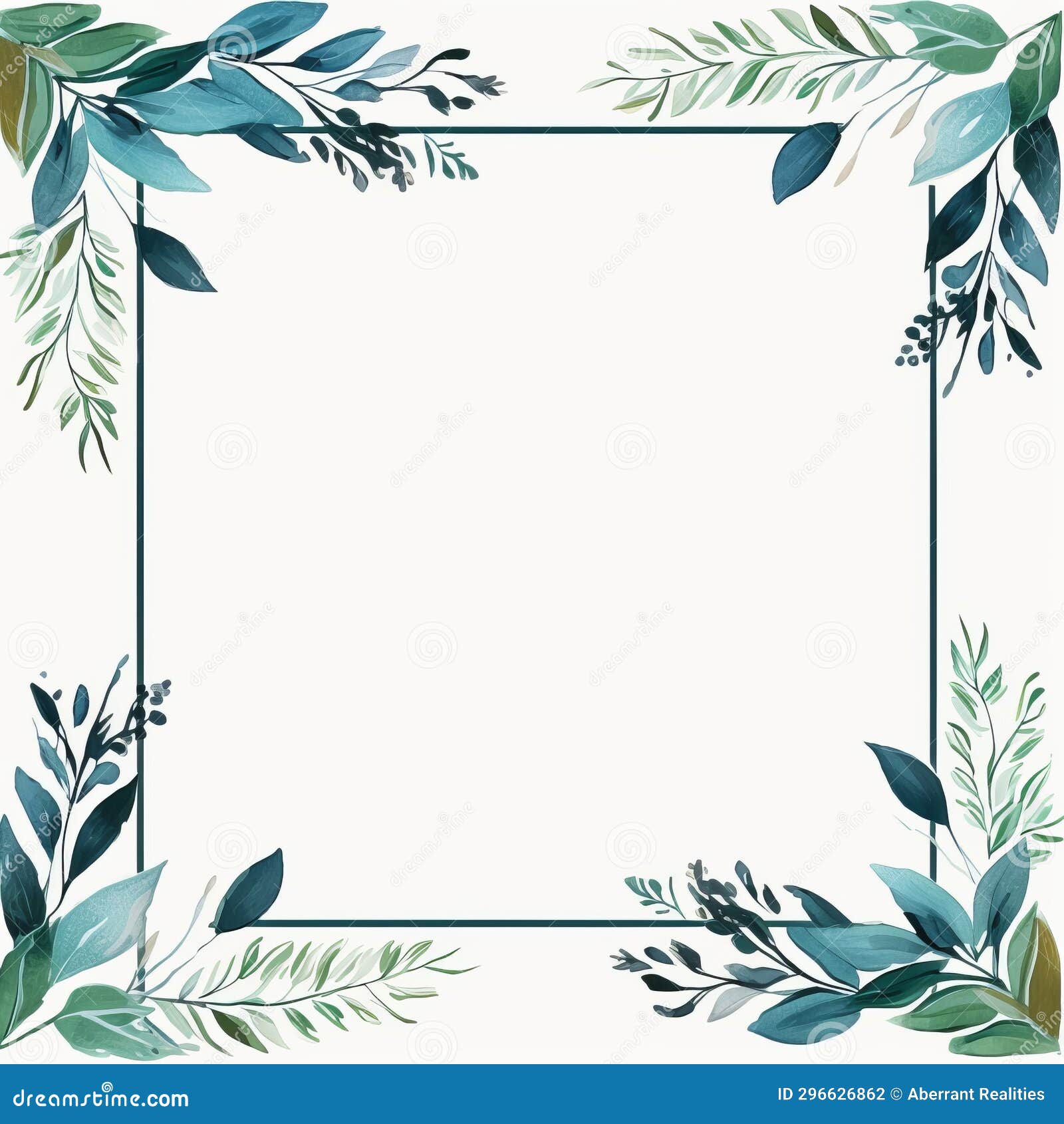 A Square Frame with Green Leaves and Branches Stock Illustration ...
