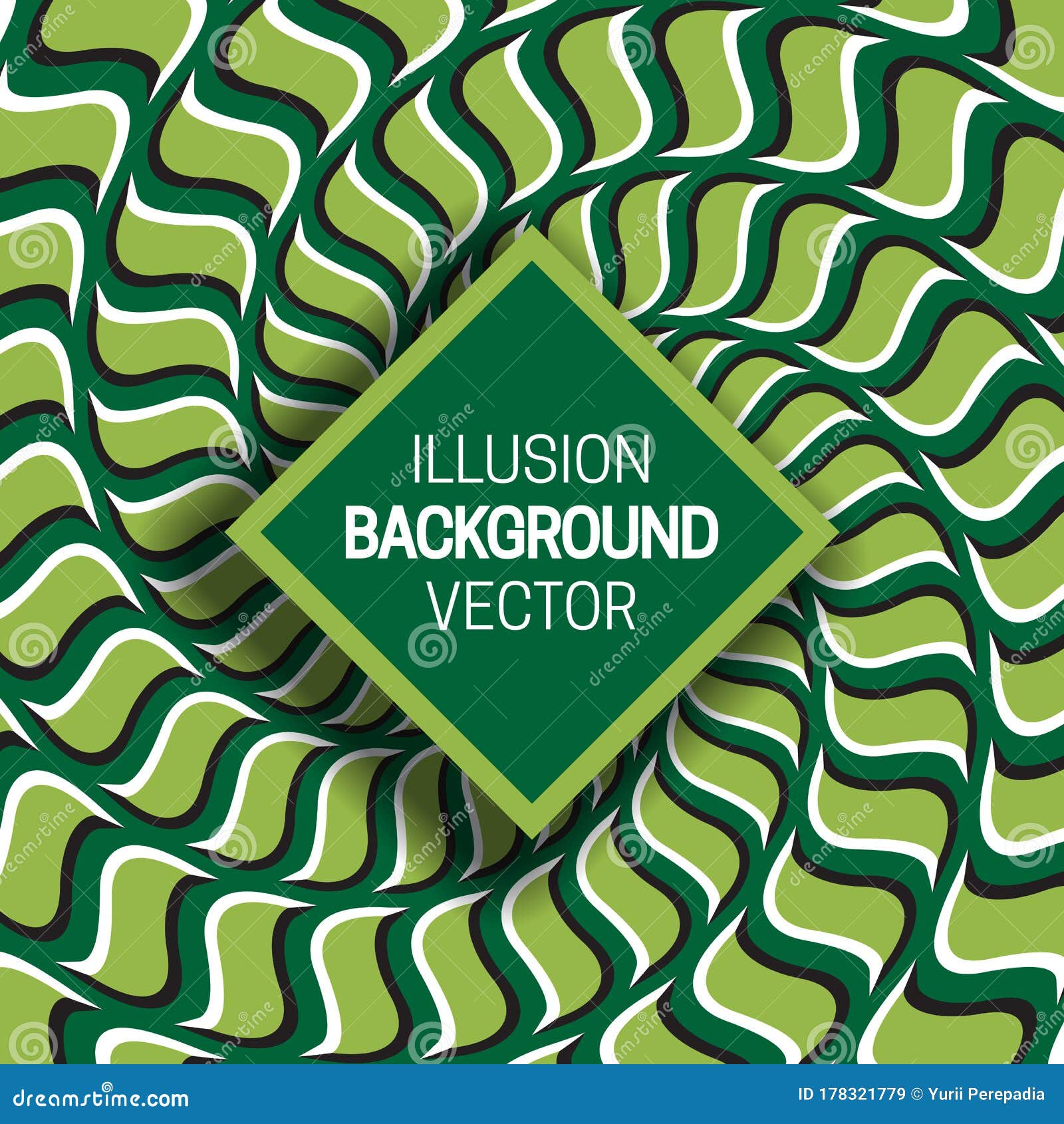 Square Frame on Green Optical Illusion Hypnotic Background of Rotating ...