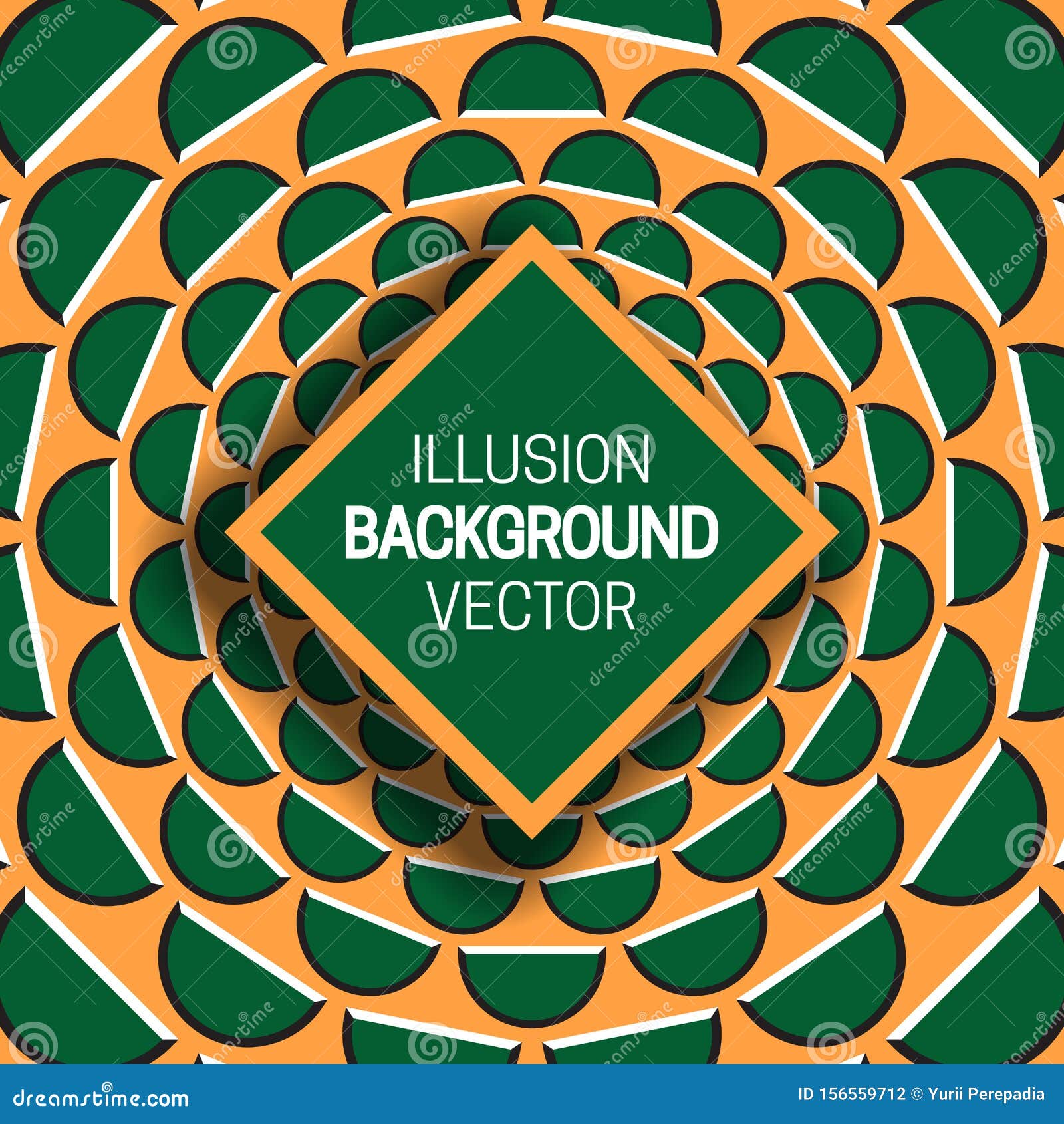Square Frame on Green Orange Optical Illusion Background of Moving ...