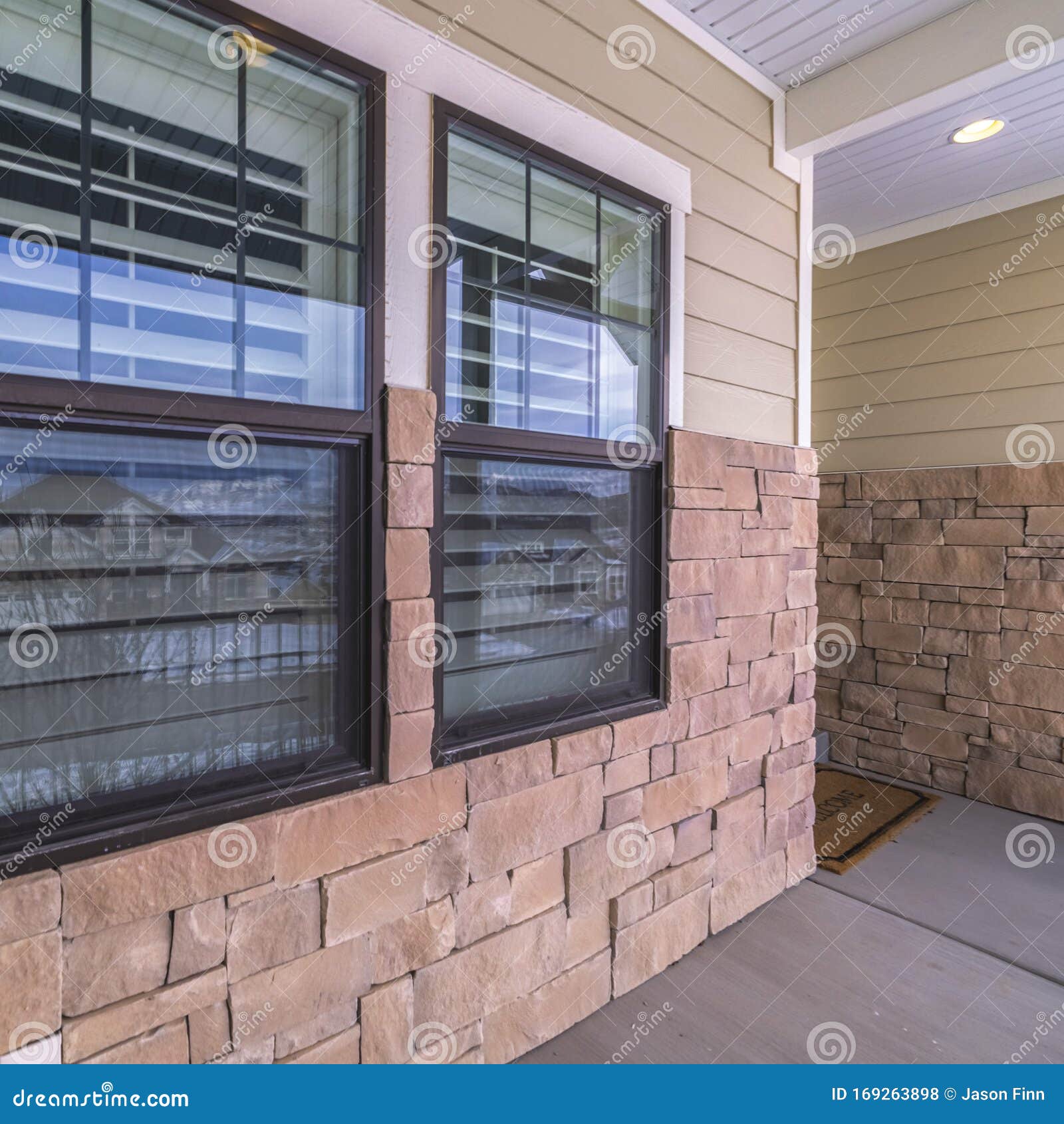 Square Frame House Windows with Internal Louvers Day Light Stock Photo ...