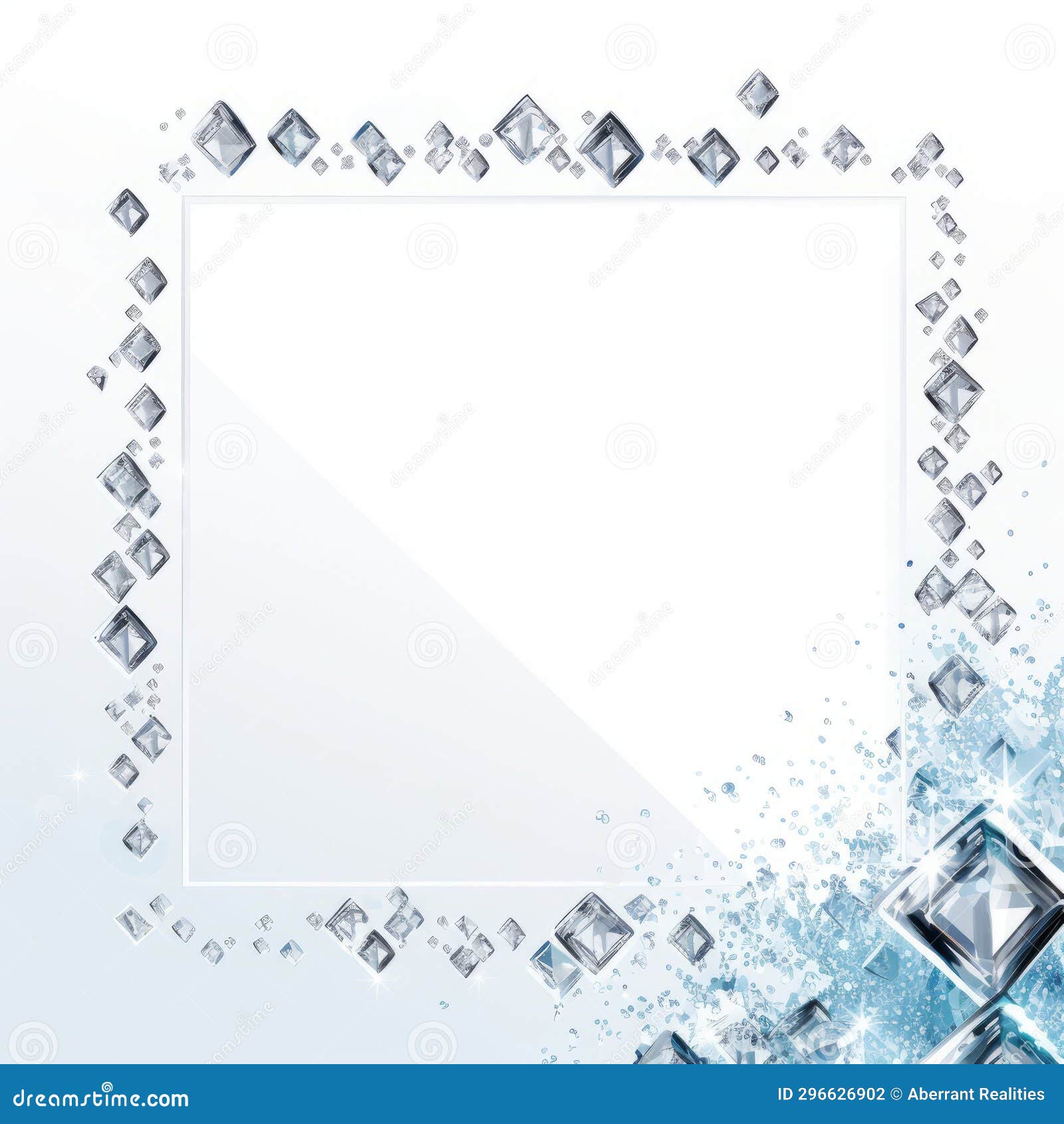 A Square Frame with Ice Cubes on a White Background Stock Illustration ...