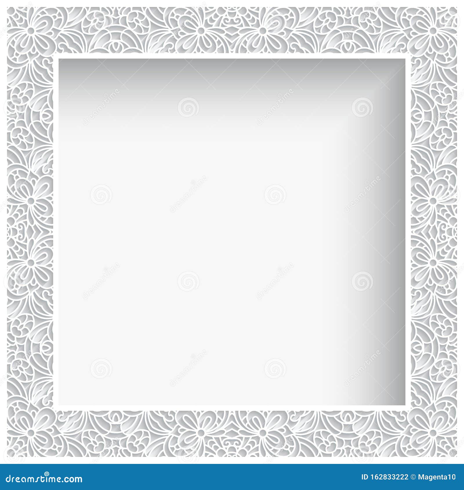 Square Frame with Lace Border Pattern Stock Vector - Illustration of ...