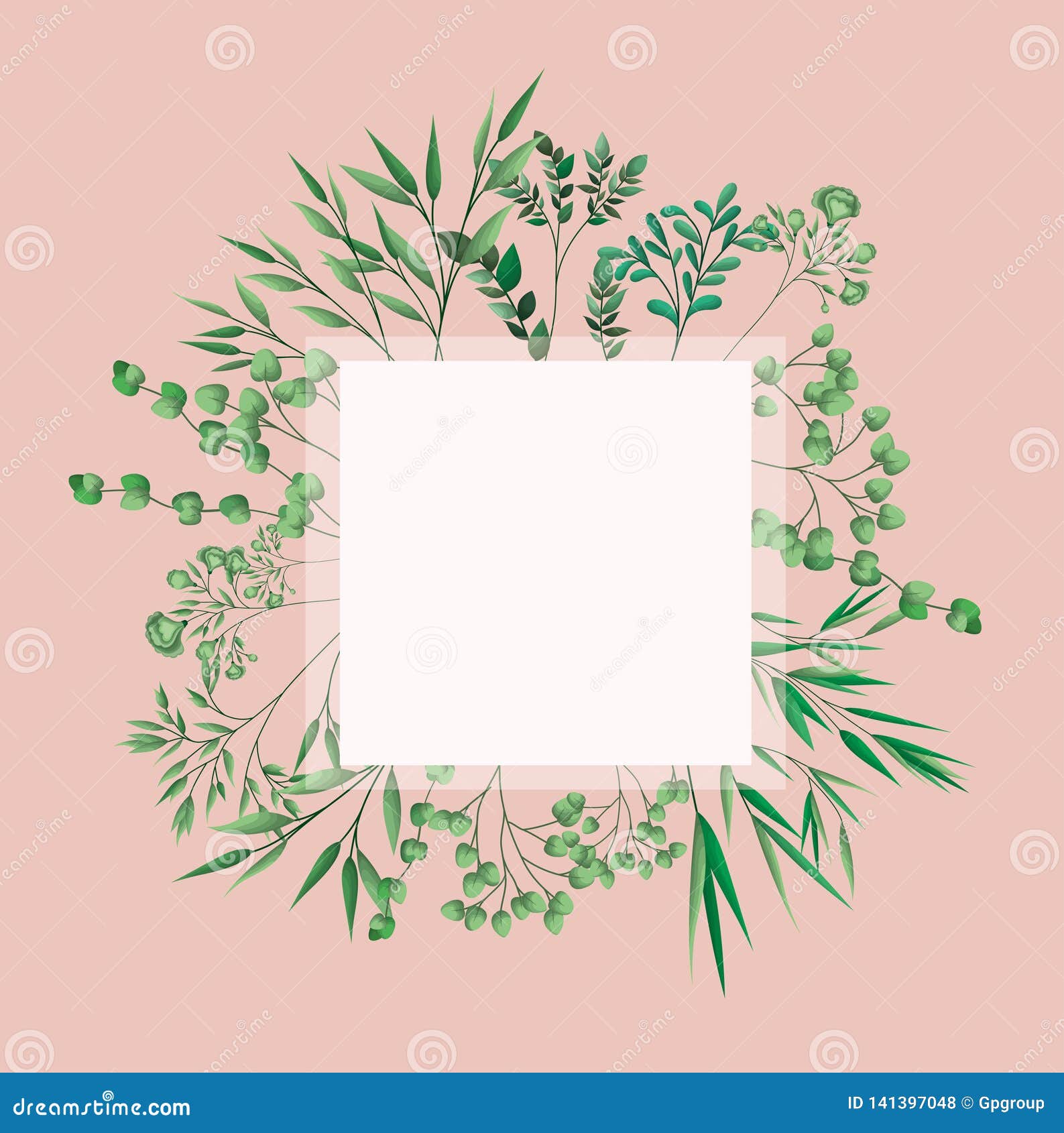 Square Frame with Laurel Leafs Stock Vector - Illustration of laurel ...