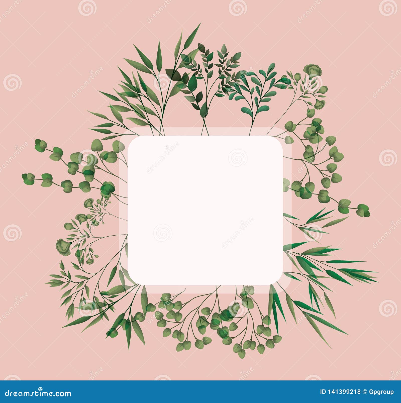 Square Frame with Laurel Leafs Stock Vector - Illustration of ...