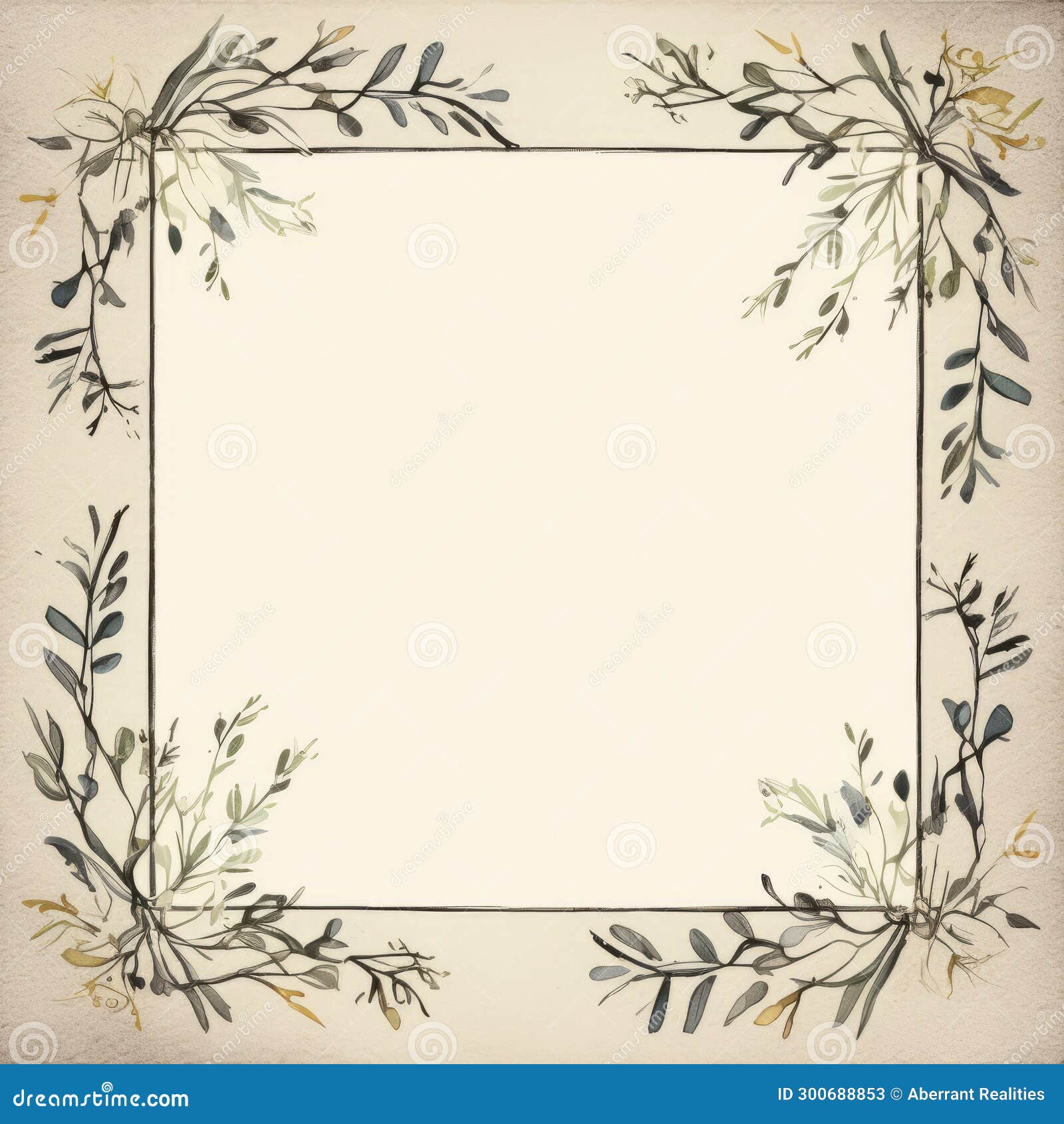 A Square Frame with Leaves and Branches on it Stock Illustration ...
