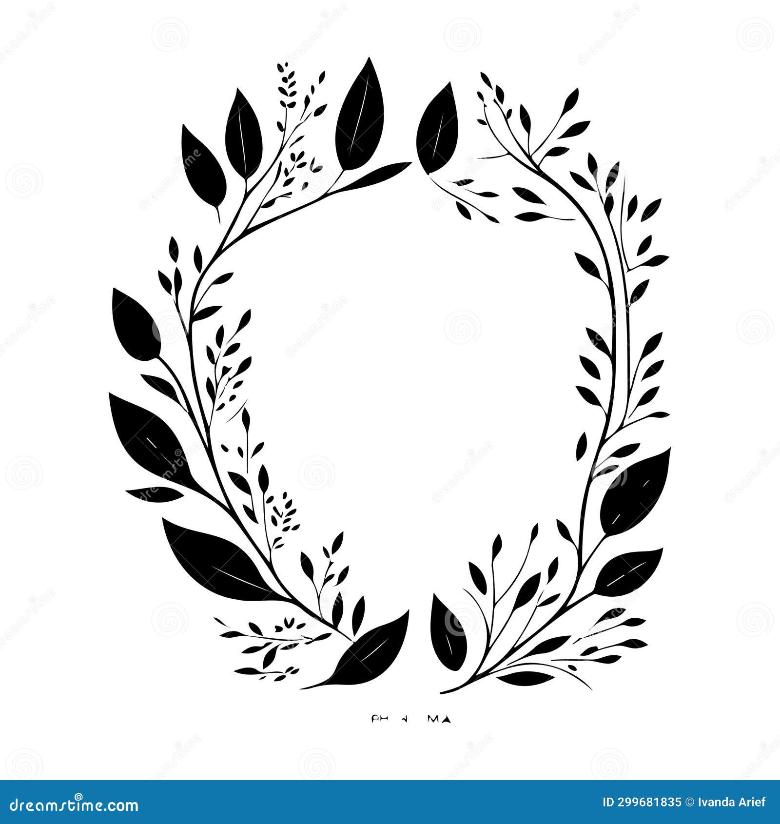 Square Frame Leaves Floral Illustration Sketch Hand Draw Stock Vector ...