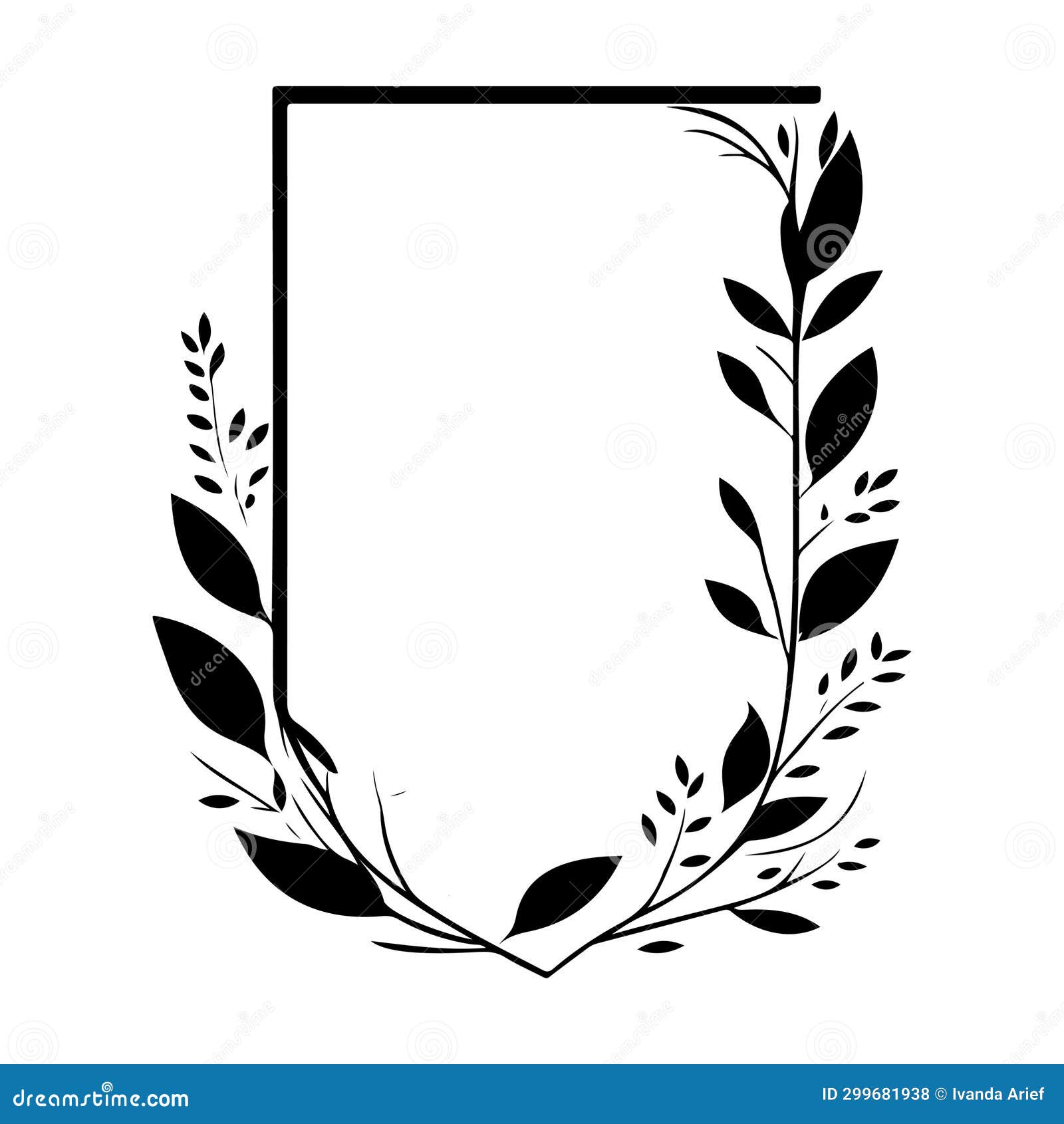 Square Frame Leaves Floral Illustration Sketch Hand Draw Stock Vector ...