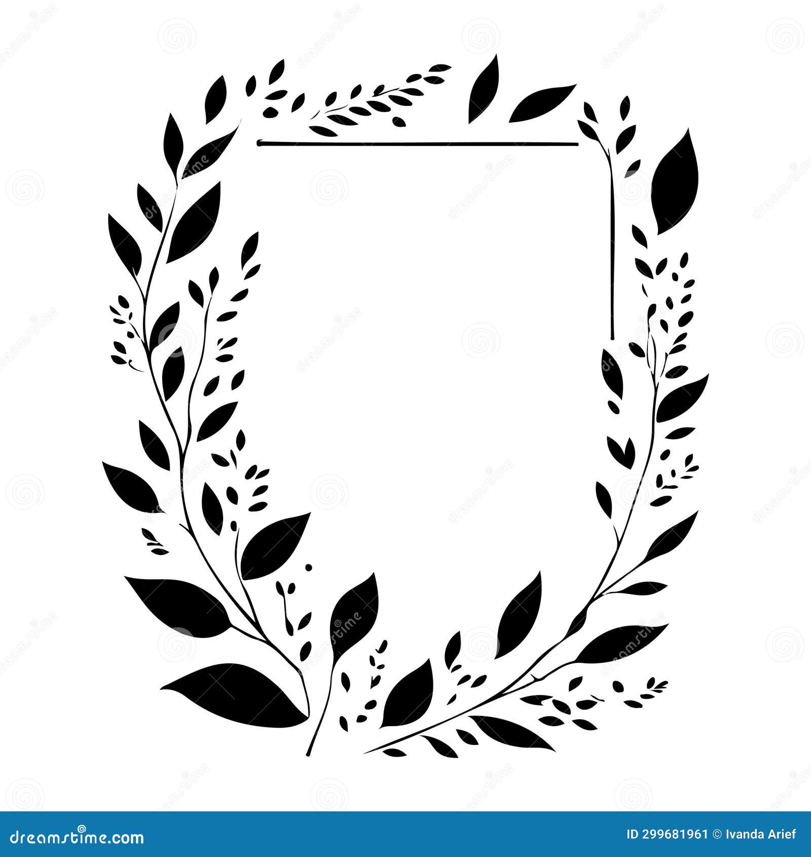 Square Frame Leaves Floral Illustration Sketch Hand Draw Stock Vector ...