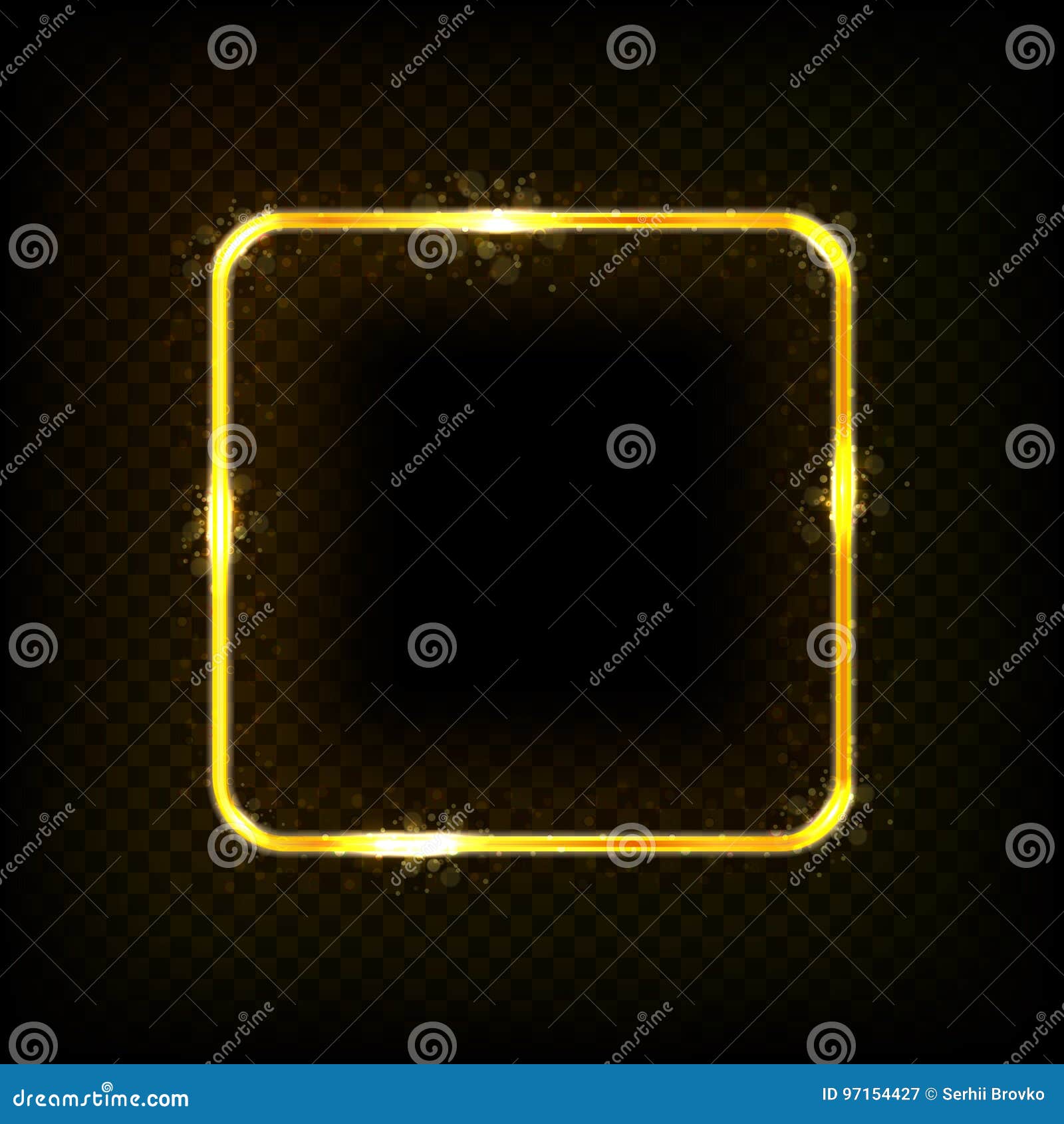 Square Frame with Lights Effects on Transparent Background. Vector ...