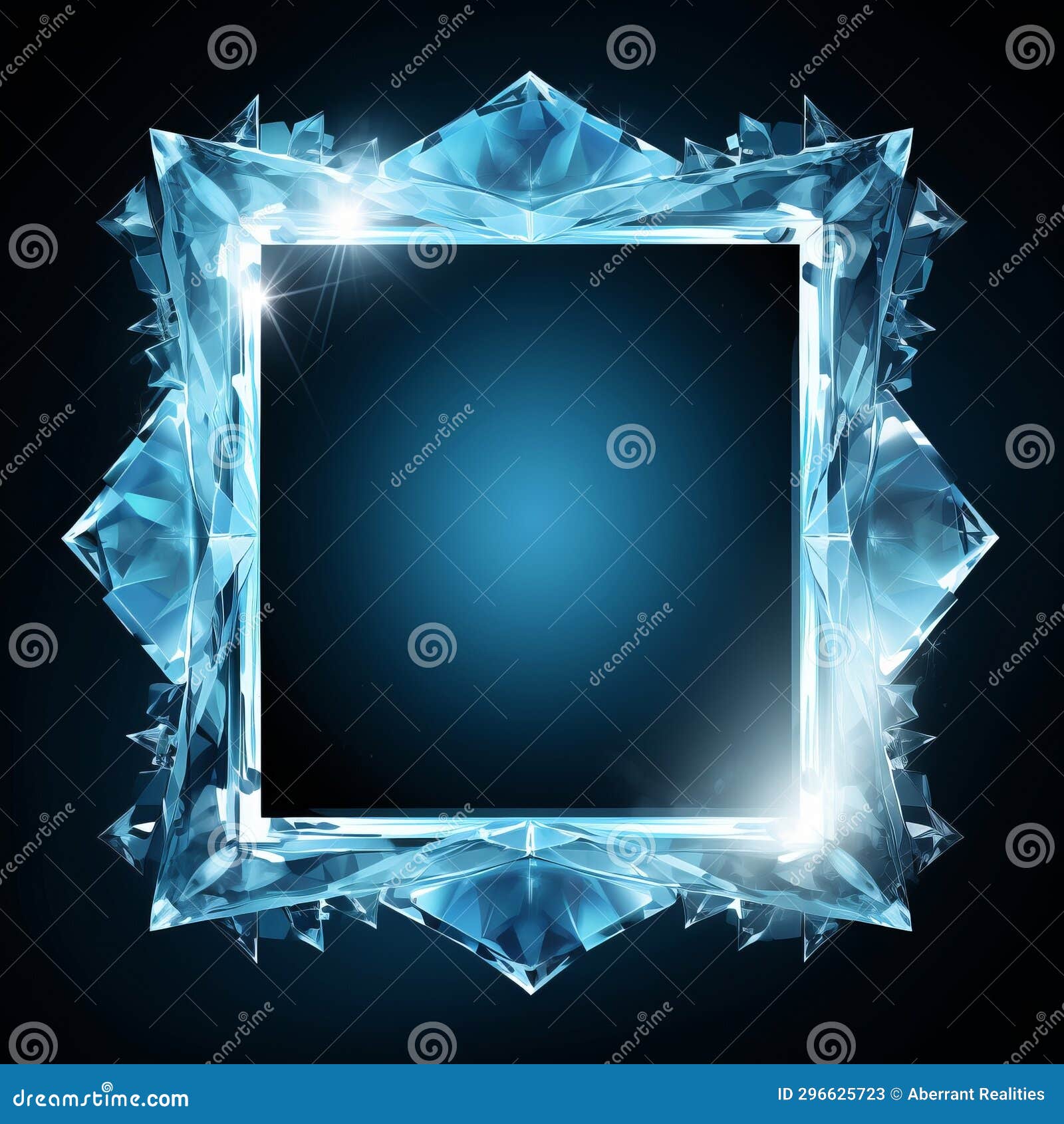 A Square Frame Made of Blue Crystals on a Black Background Stock ...