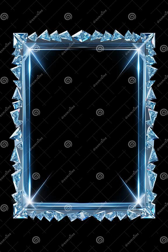 A Square Frame Made of Blue Crystals on a Black Background Stock ...