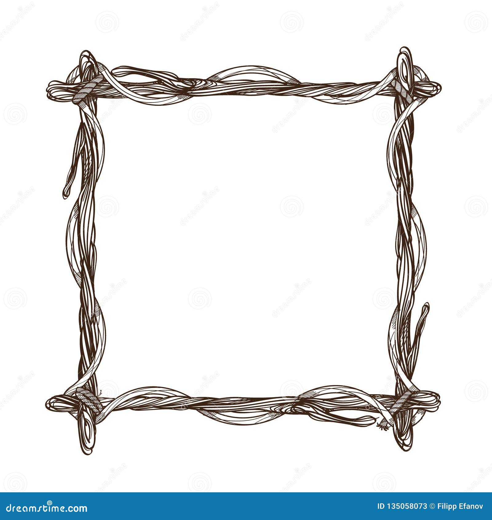 Square Frame Made of Branches. Decorative Outline Element for Design ...