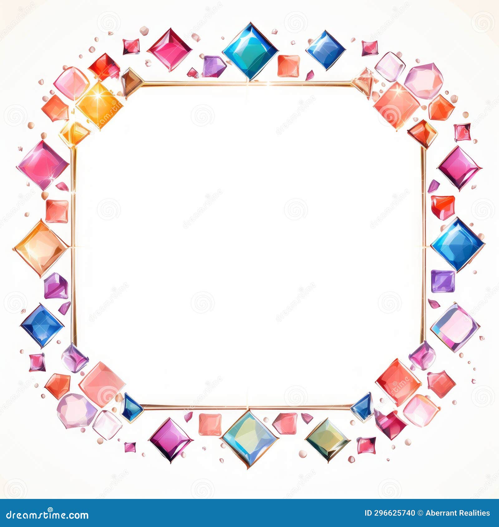 A Square Frame Made of Colorful Gems on a White Background Stock ...