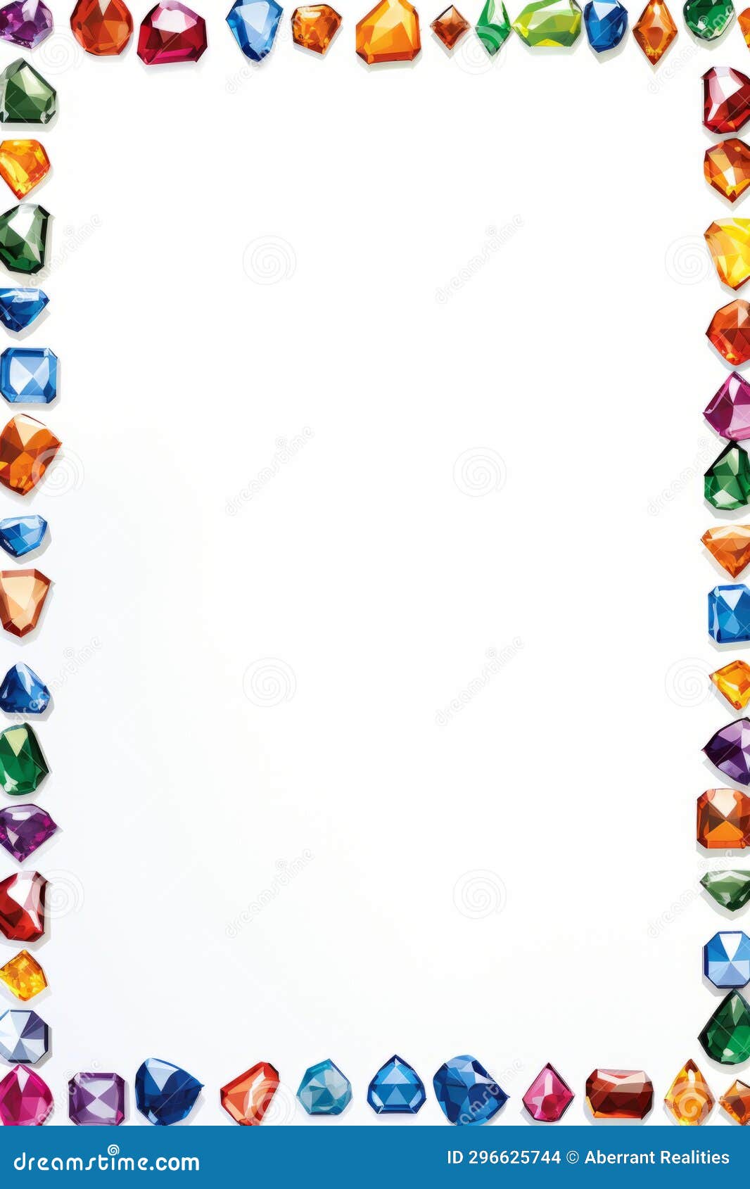 A Square Frame Made of Colorful Gems on a White Background Stock ...