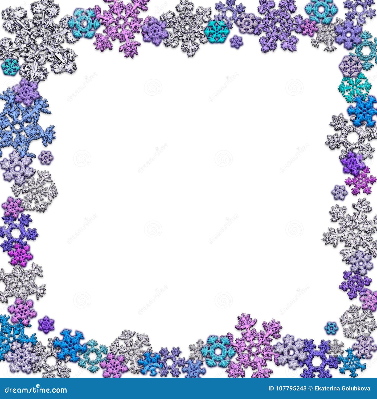 Square Frame Made of Different Snowflakes Stock Illustration ...