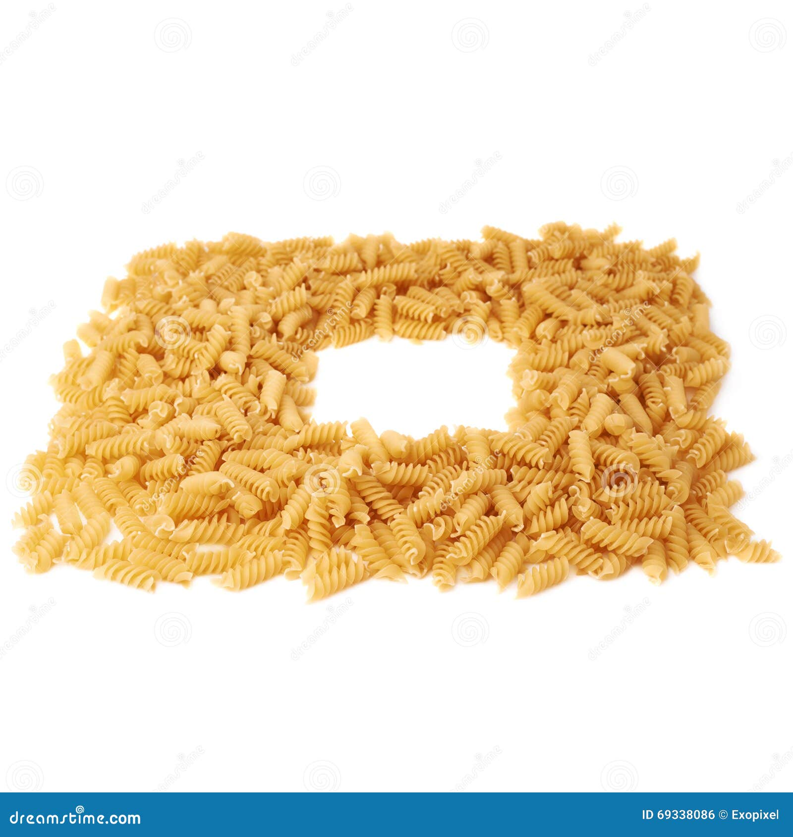 Square Frame Made of Dry Rotini Pasta Over Isolated White Background ...
