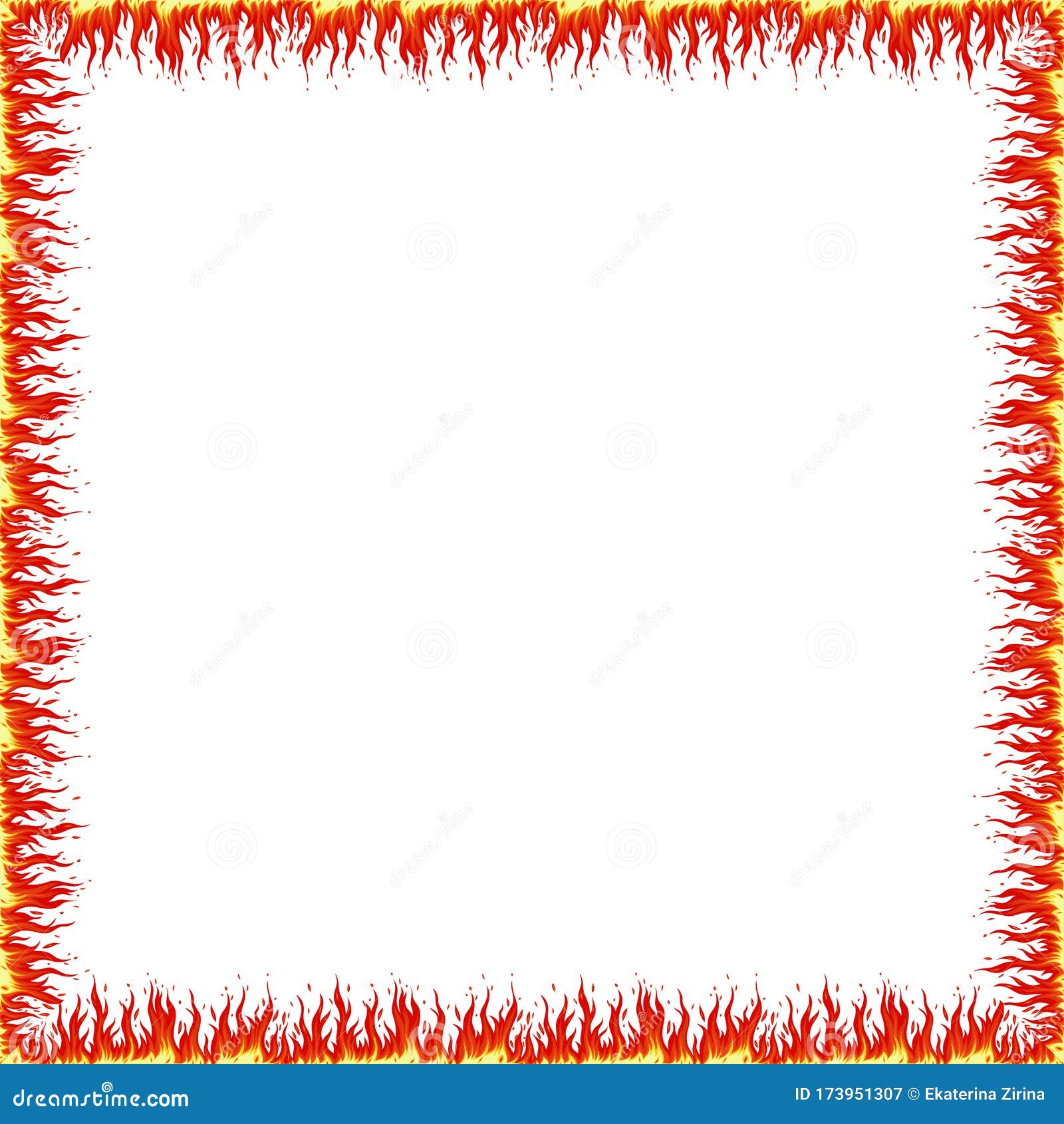 Square Frame Made Of Fire Isolate On A White Background. Vector ...