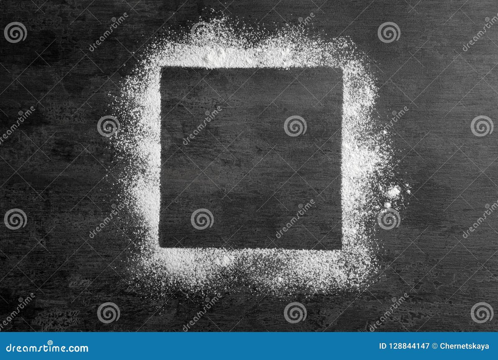 Square Frame Made of Flour on Gray Background, Top View Stock Image ...