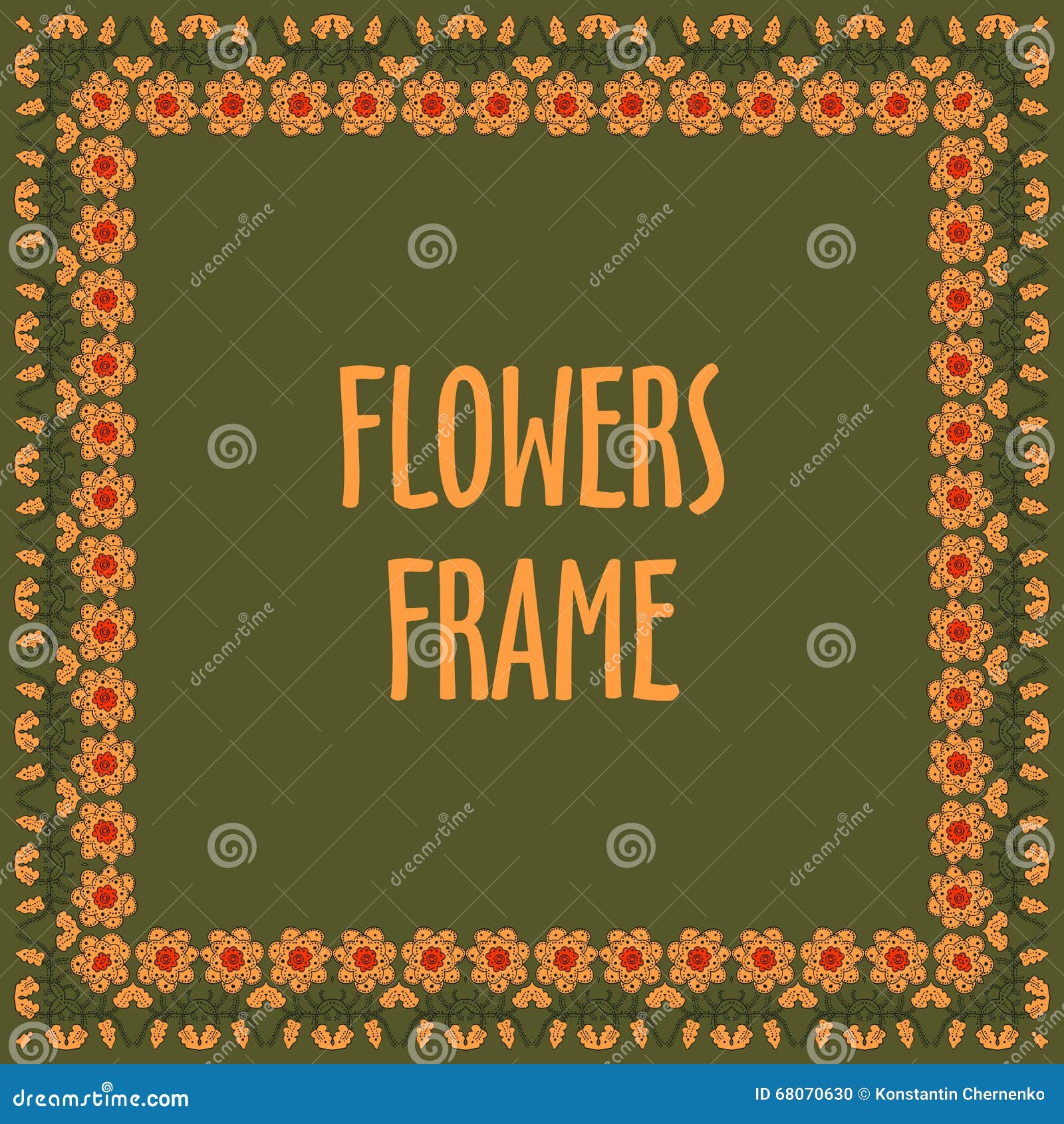 Square Frame Made with Flowers. Stock Vector - Illustration of bouquet ...
