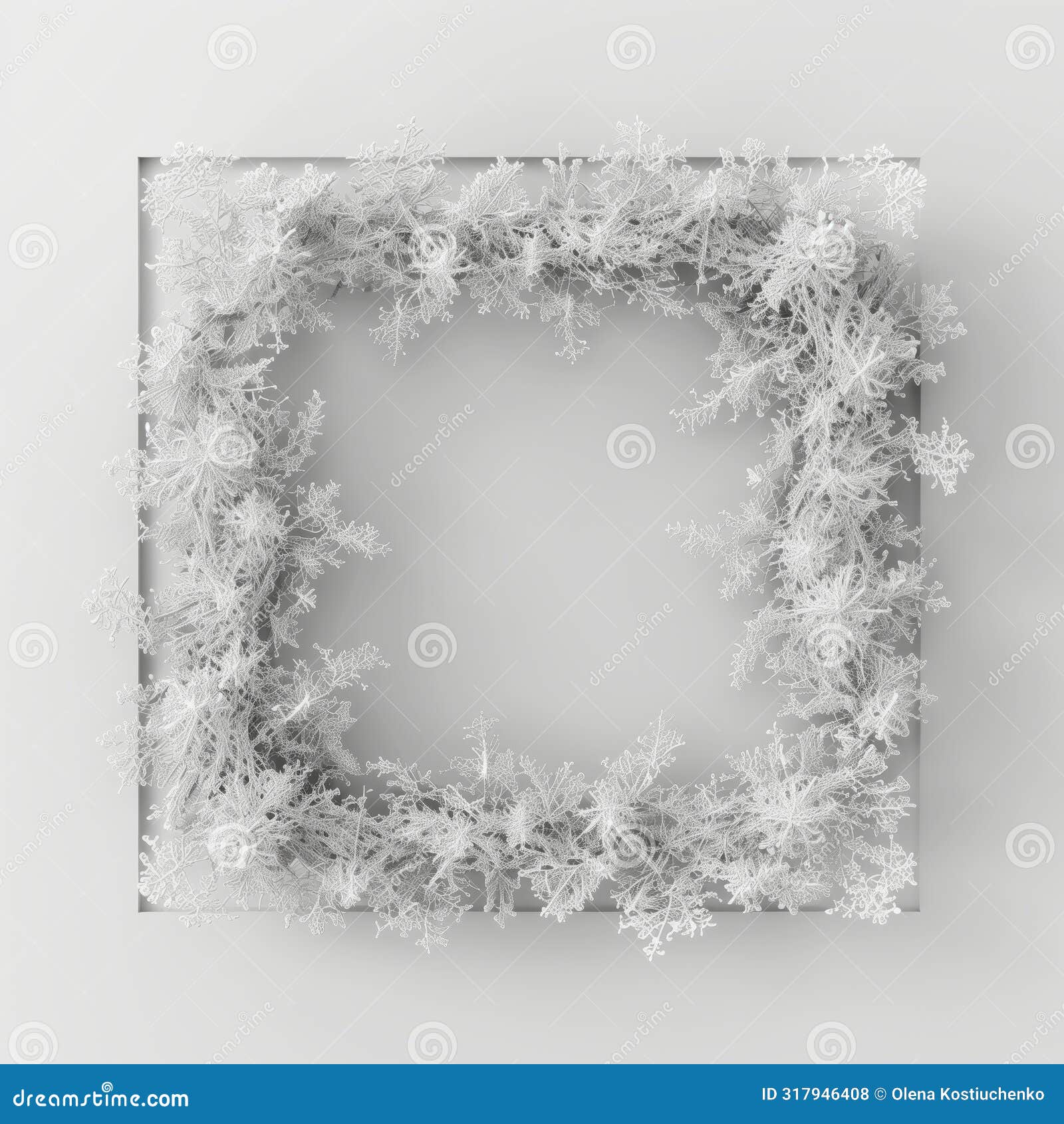 A Square Frame Made from Frost on White Background, Empty Space in the ...