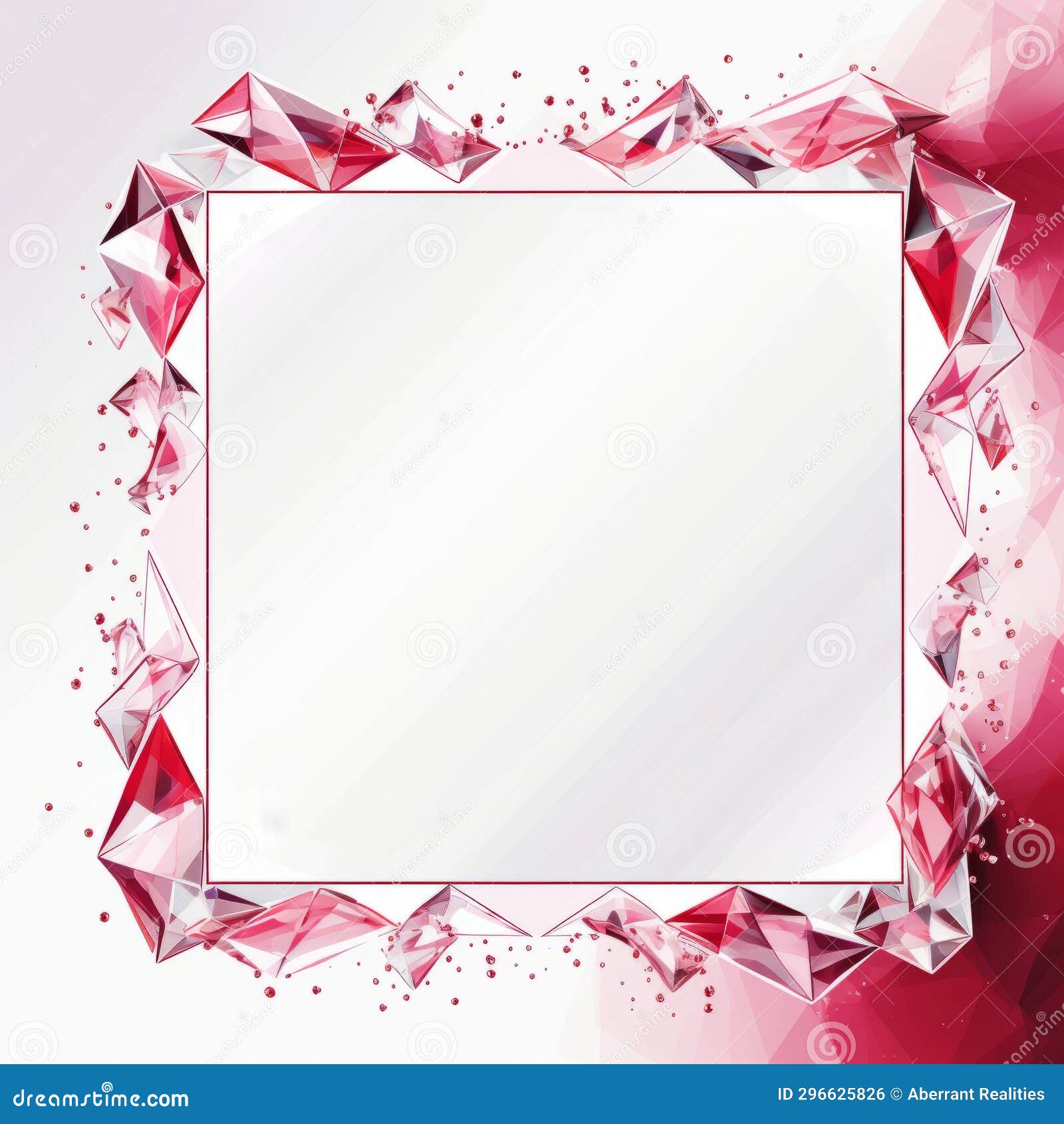 A Square Frame Made of Red Crystals on a White Background Stock ...