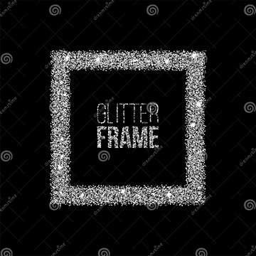 Square Frame Made of Silver Glitter Isolated on Black Background ...