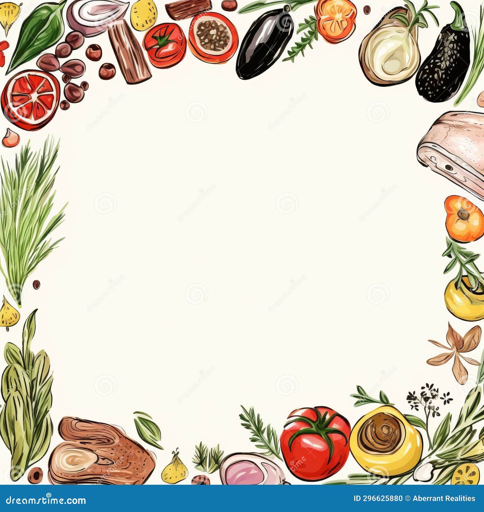 A Square Frame Made Up of Different Types of Food Stock Illustration ...