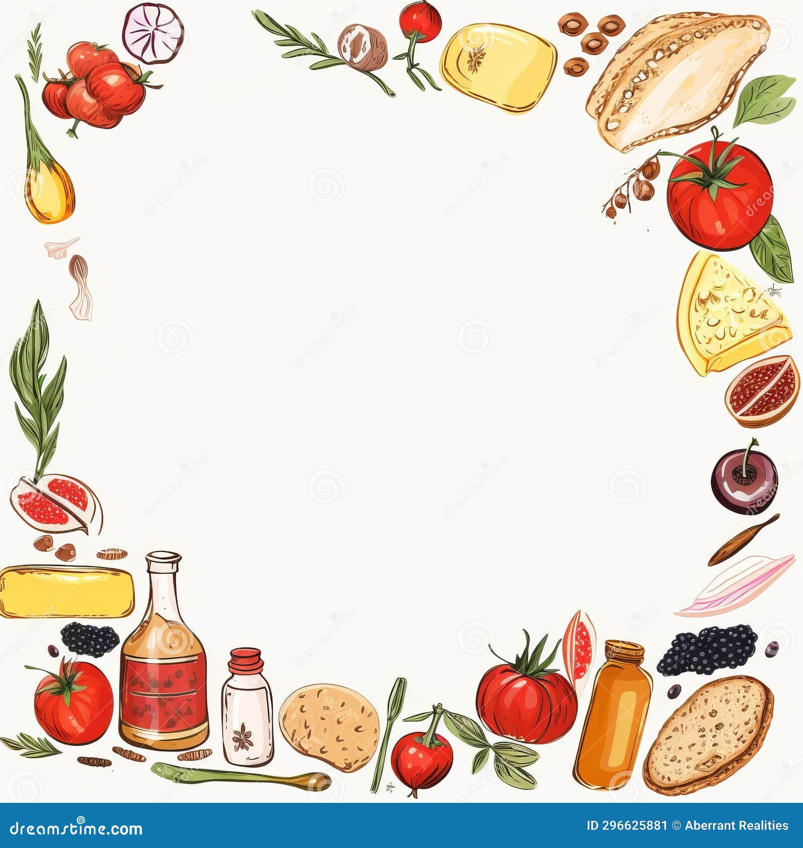 A Square Frame Made Up of Different Types of Food Stock Illustration ...
