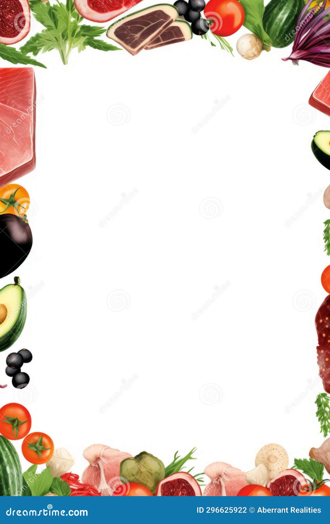 A Square Frame Made Up of Various Types of Meat and Vegetables Stock ...