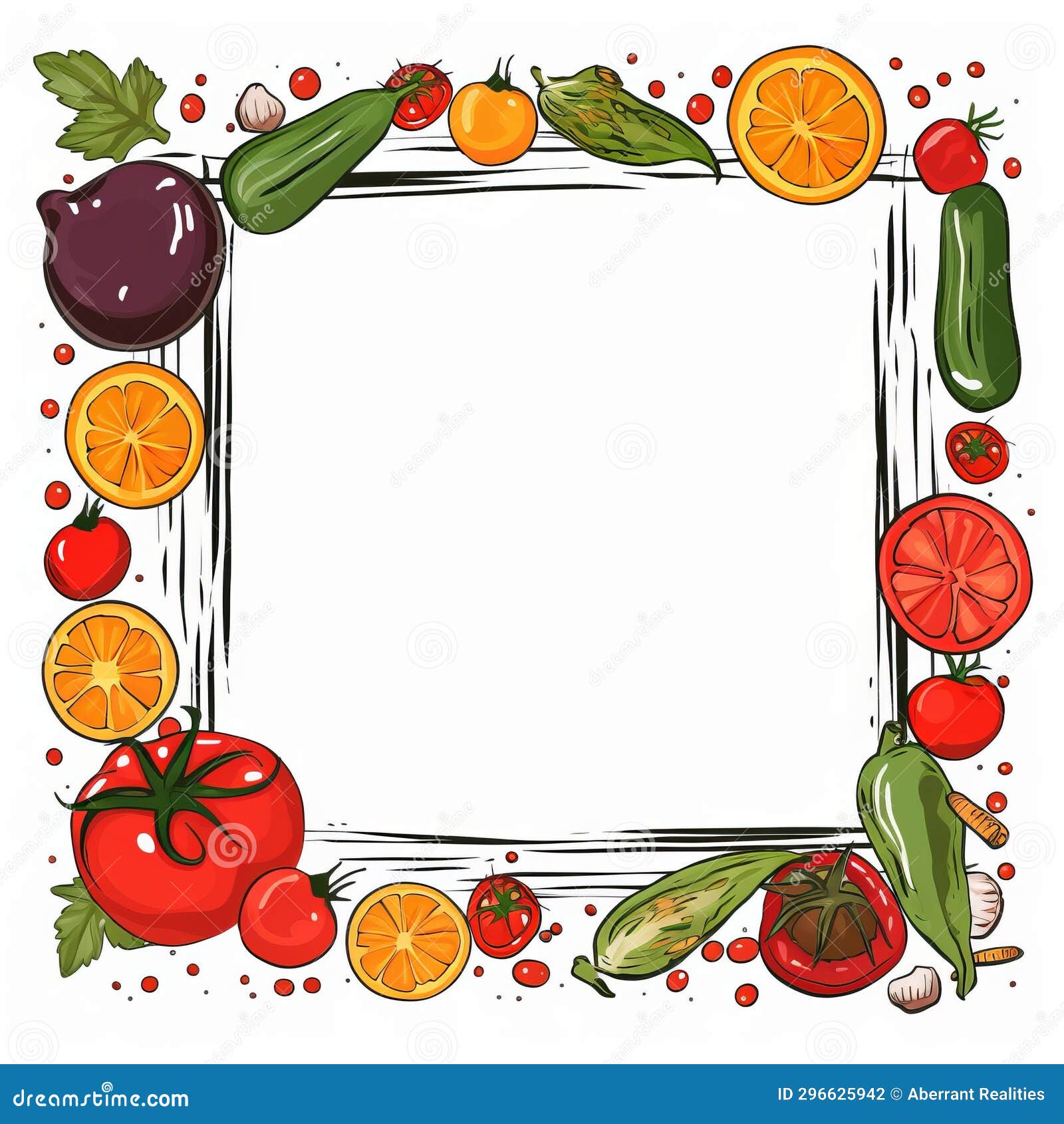 A Square Frame Made Up of Vegetables and Fruits Stock Illustration ...
