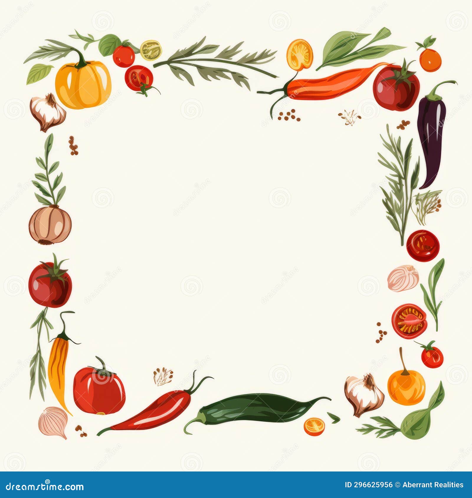 A Square Frame Made Up of Vegetables and Herbs Stock Illustration ...