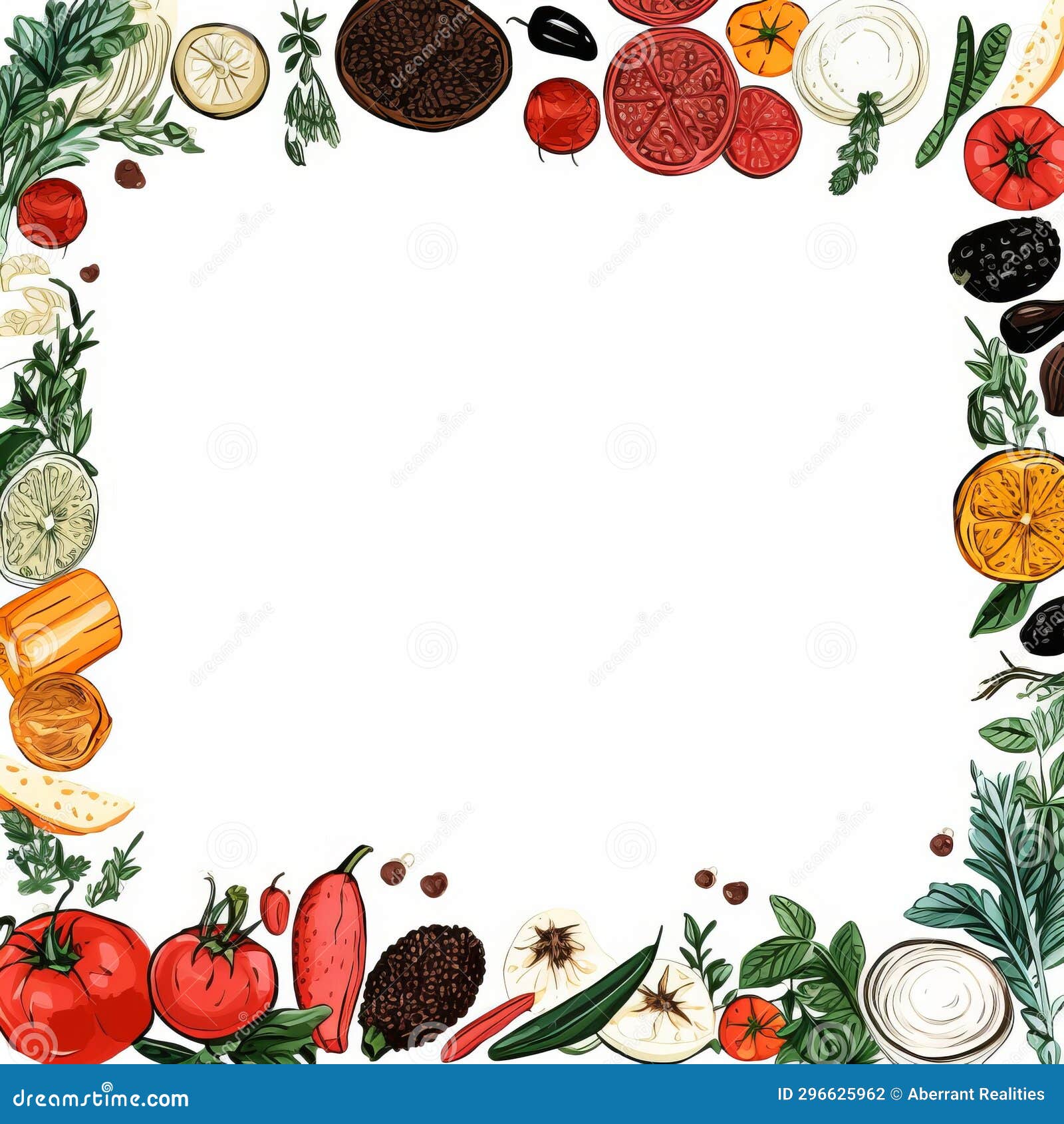 A Square Frame Made Up of Vegetables and Spices Stock Illustration ...