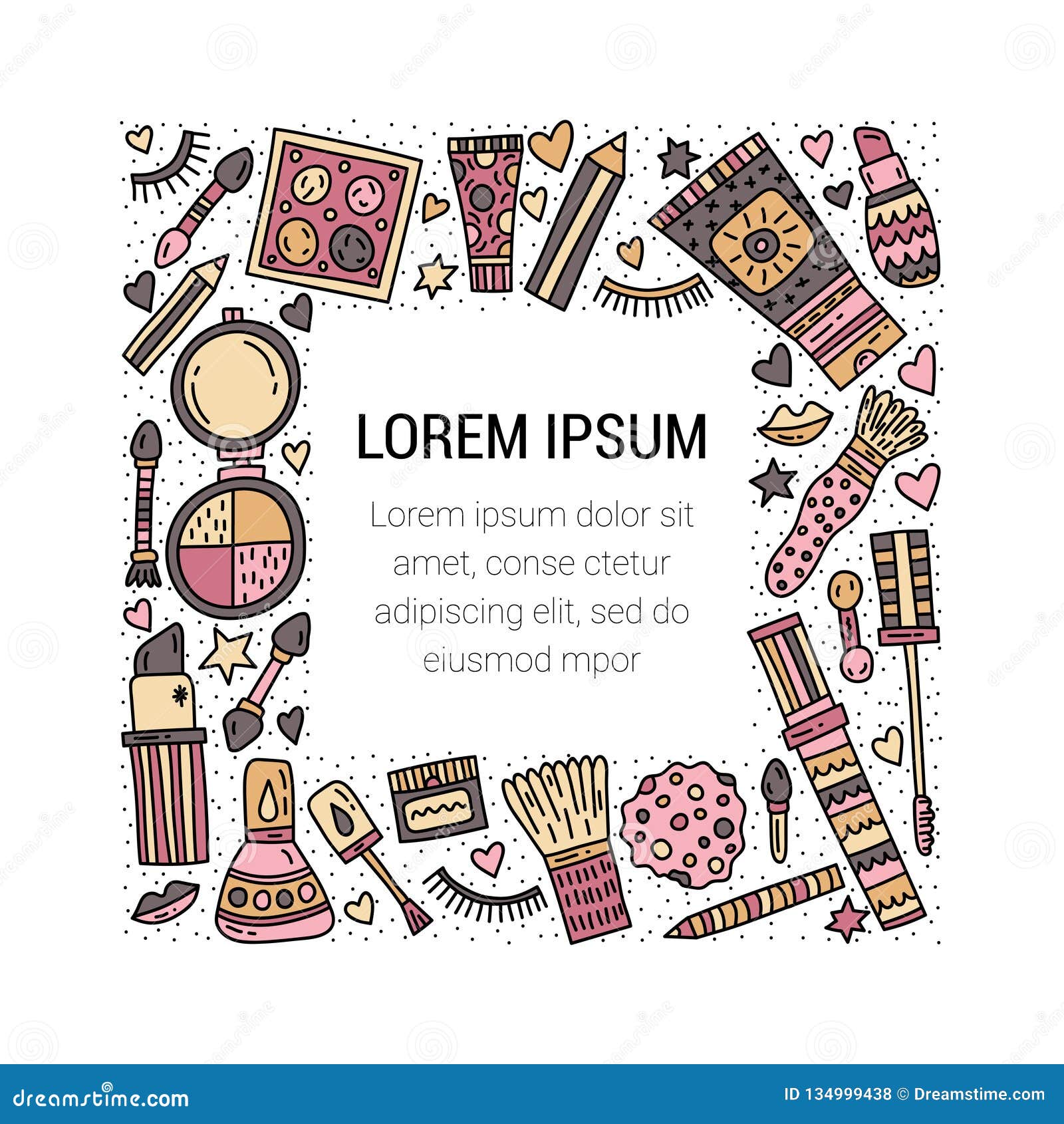 Square Frame with Makeup Doodle Illustration Stock Vector ...