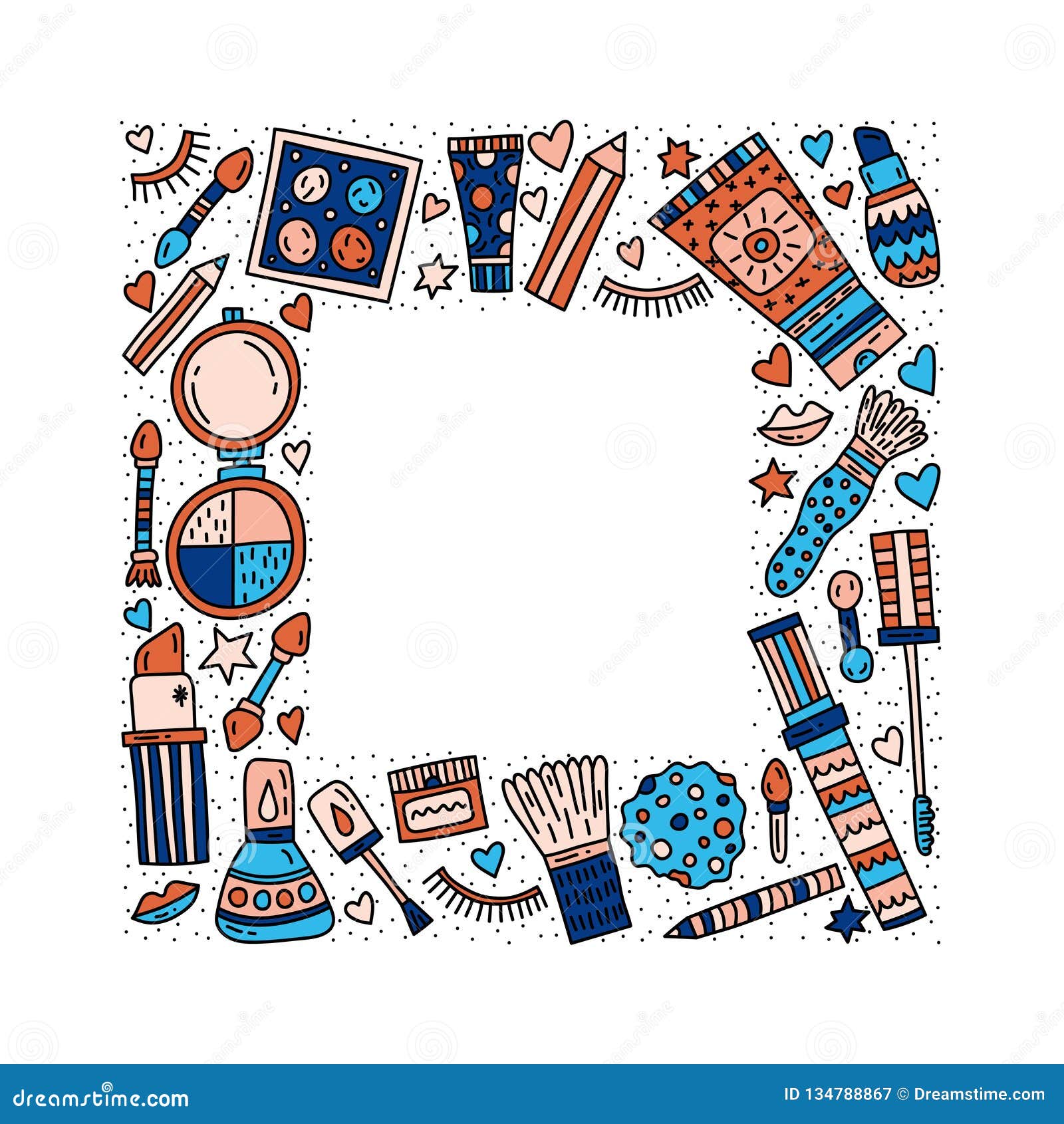 Square Frame with Makeup Doodle Illustration Stock Vector ...