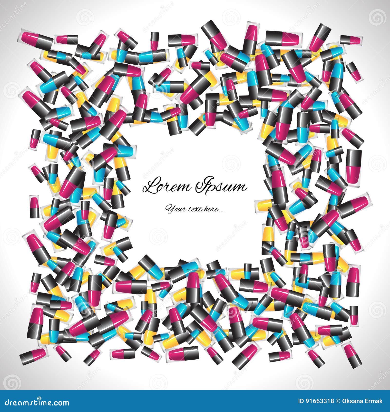 Square Frame of Multicolored Nail Polish Stock Vector - Illustration of ...