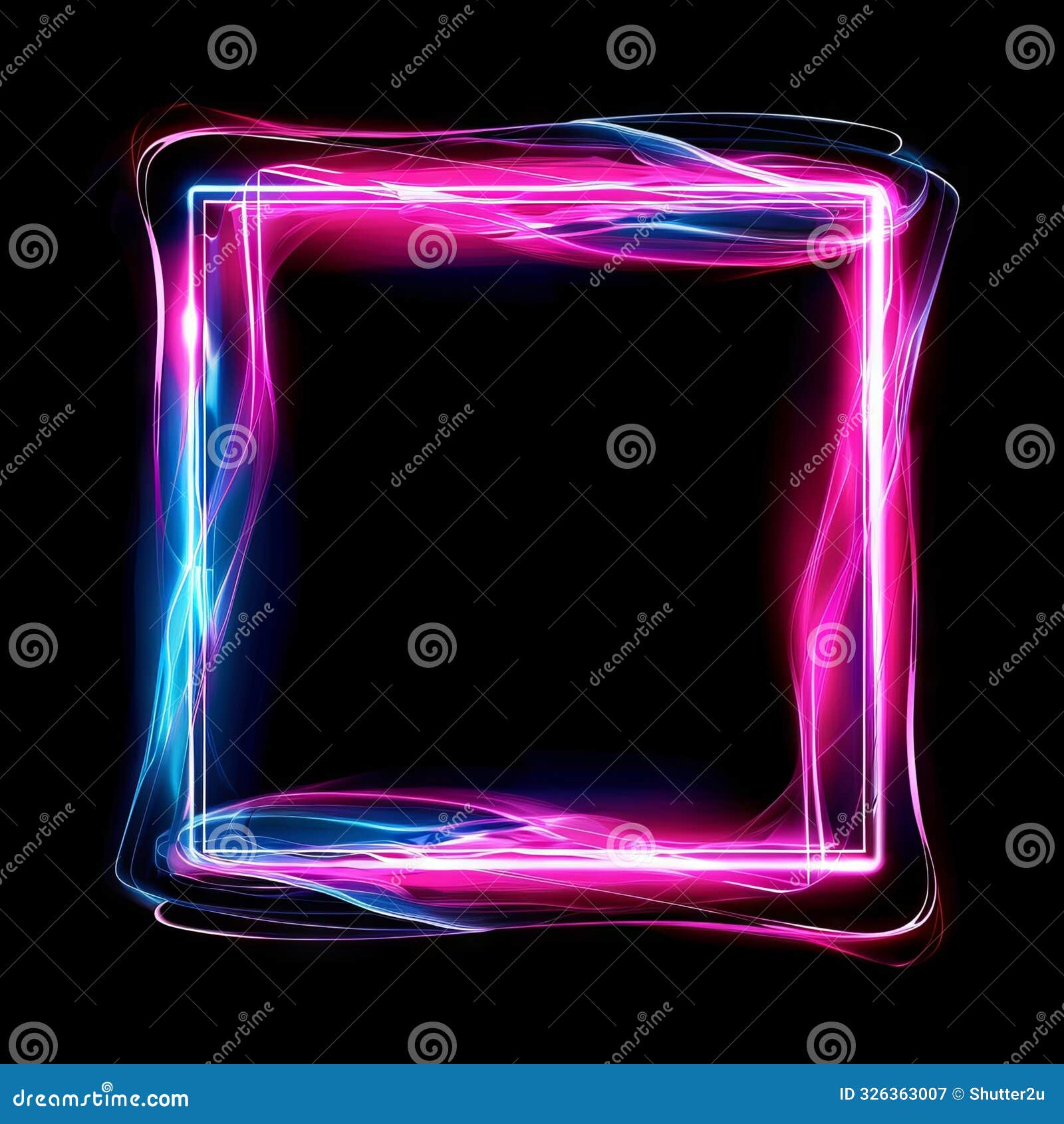 Square Frame Neon Blue And Pink Motion Isolated On Black For Overlays ...
