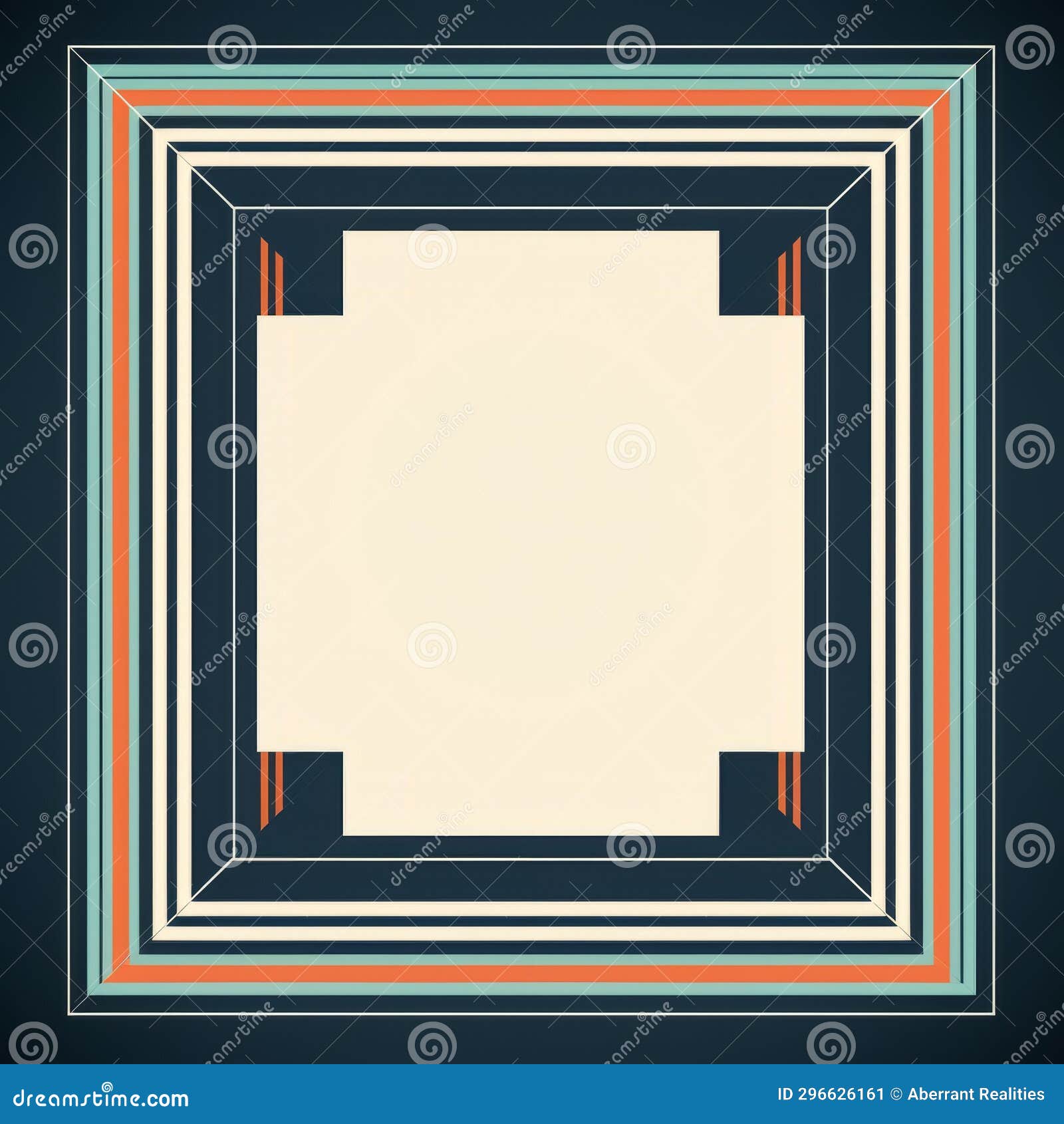 A Square Frame with an Orange Blue and White Border Stock Illustration ...