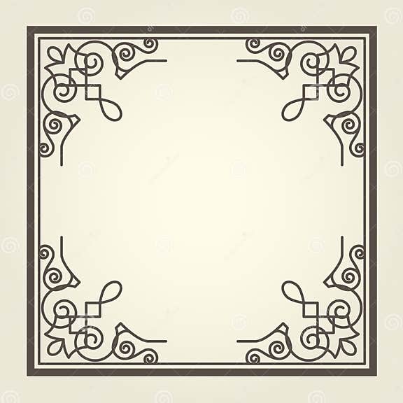 Square Frame with Ornate Curly Corners Stock Vector - Illustration of ...