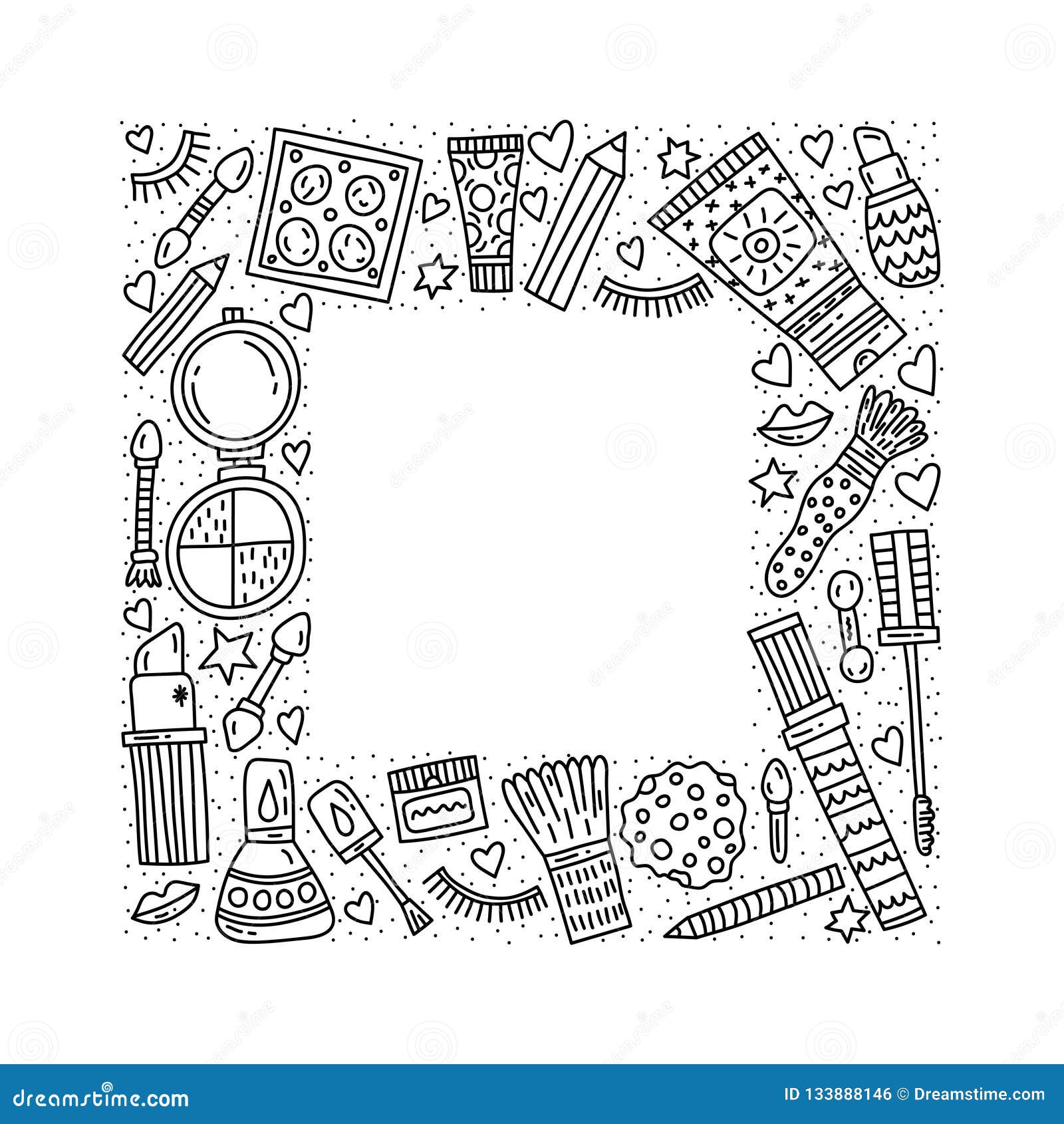Square Frame with Makeup Doodle Illustration Stock Vector ...