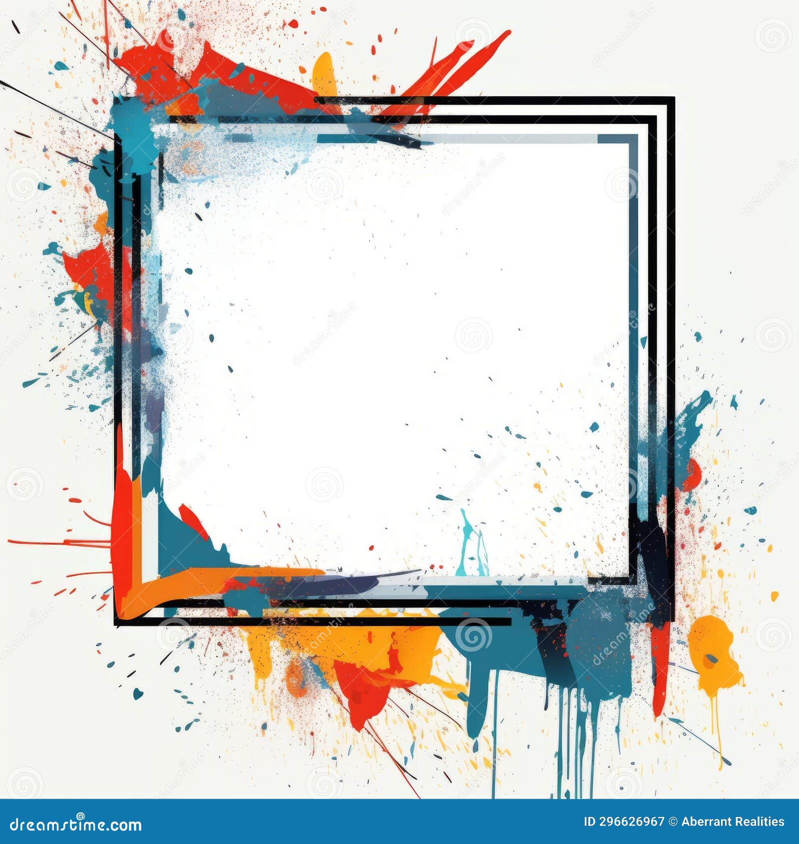 A Square Frame with Paint Splatters on it Stock Illustration ...