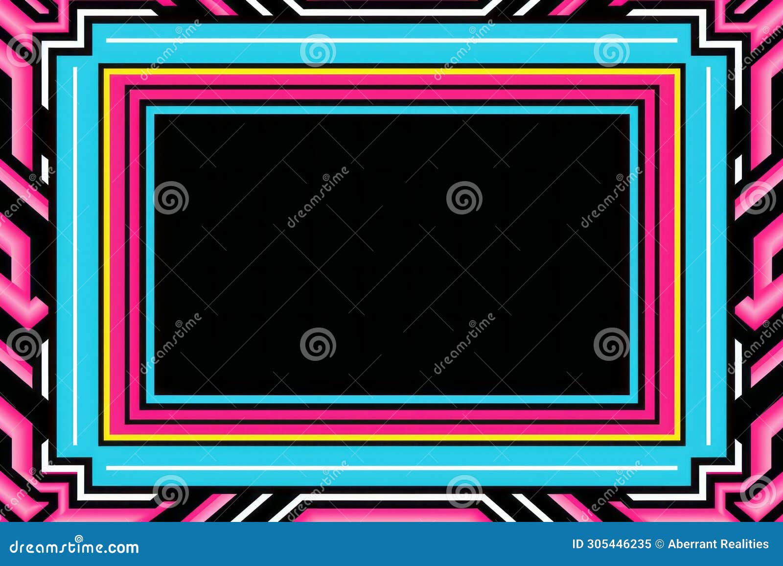 A Square Frame with Pink Blue and Black Colors on a Black Background ...