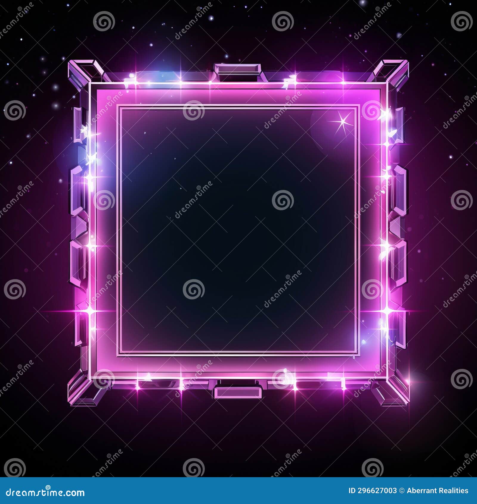 A Square Frame with Pink Lights on a Black Background Stock ...