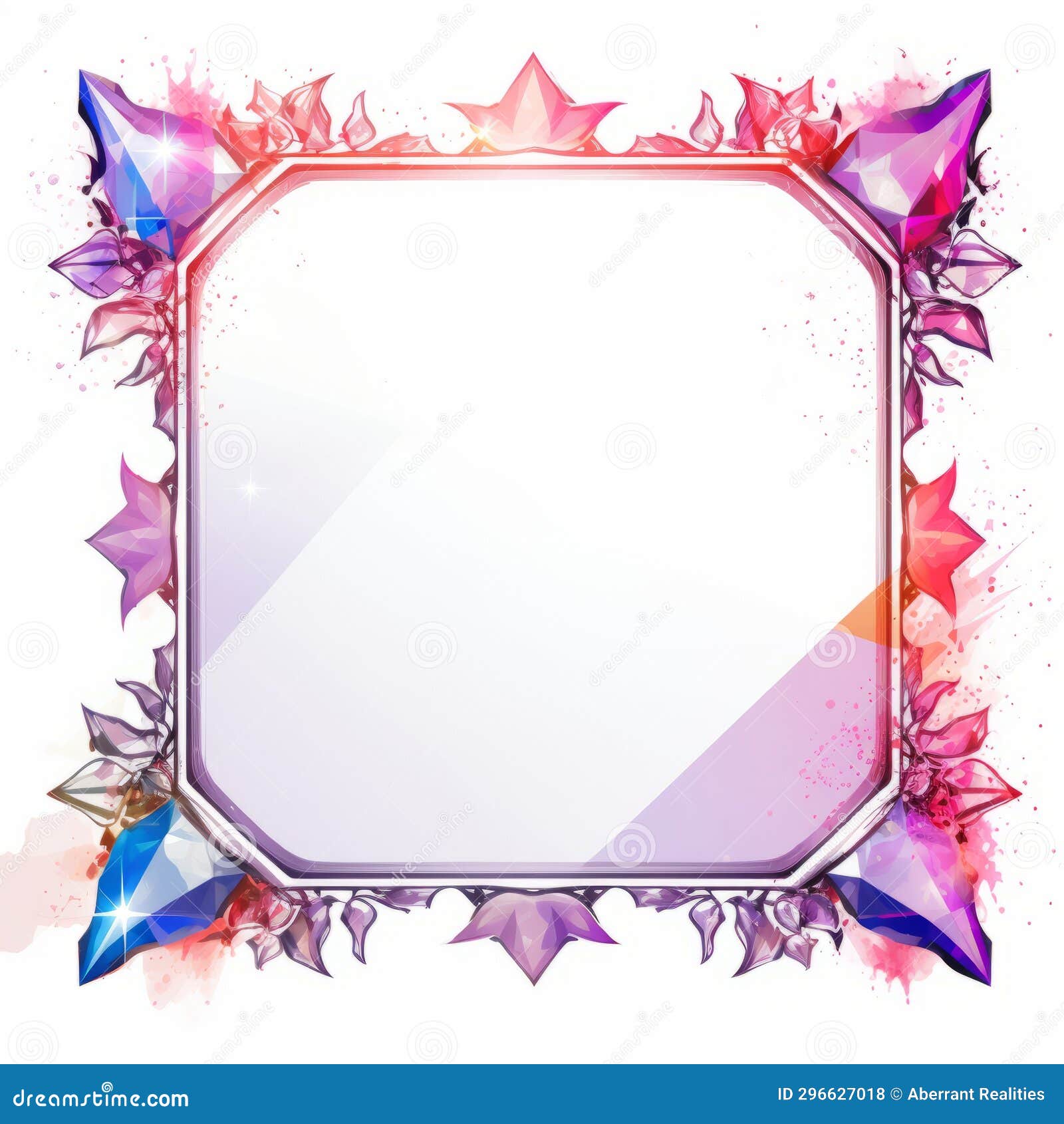 A Square Frame with Purple and Pink Crystals on it Stock Illustration ...