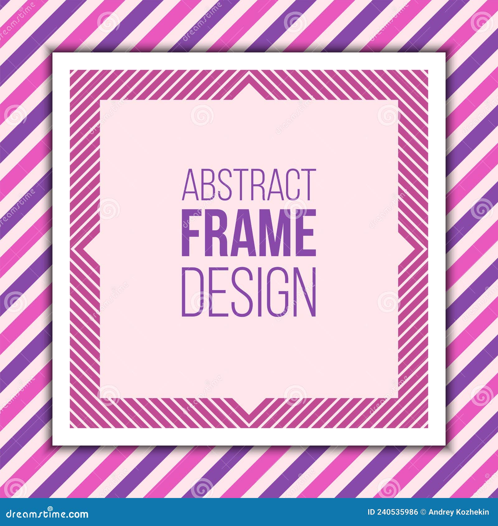 Square Frame with Purple and Pink Diagonal Stripes. Vector Geometrical ...