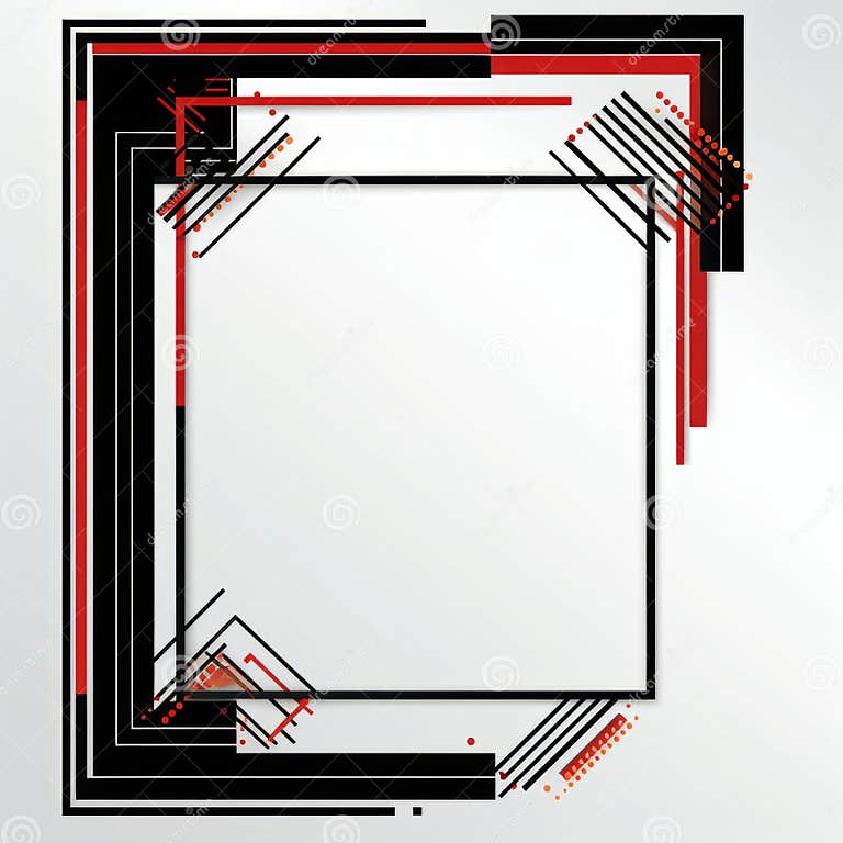 A Square Frame with Red and Black Lines on it Stock Illustration ...