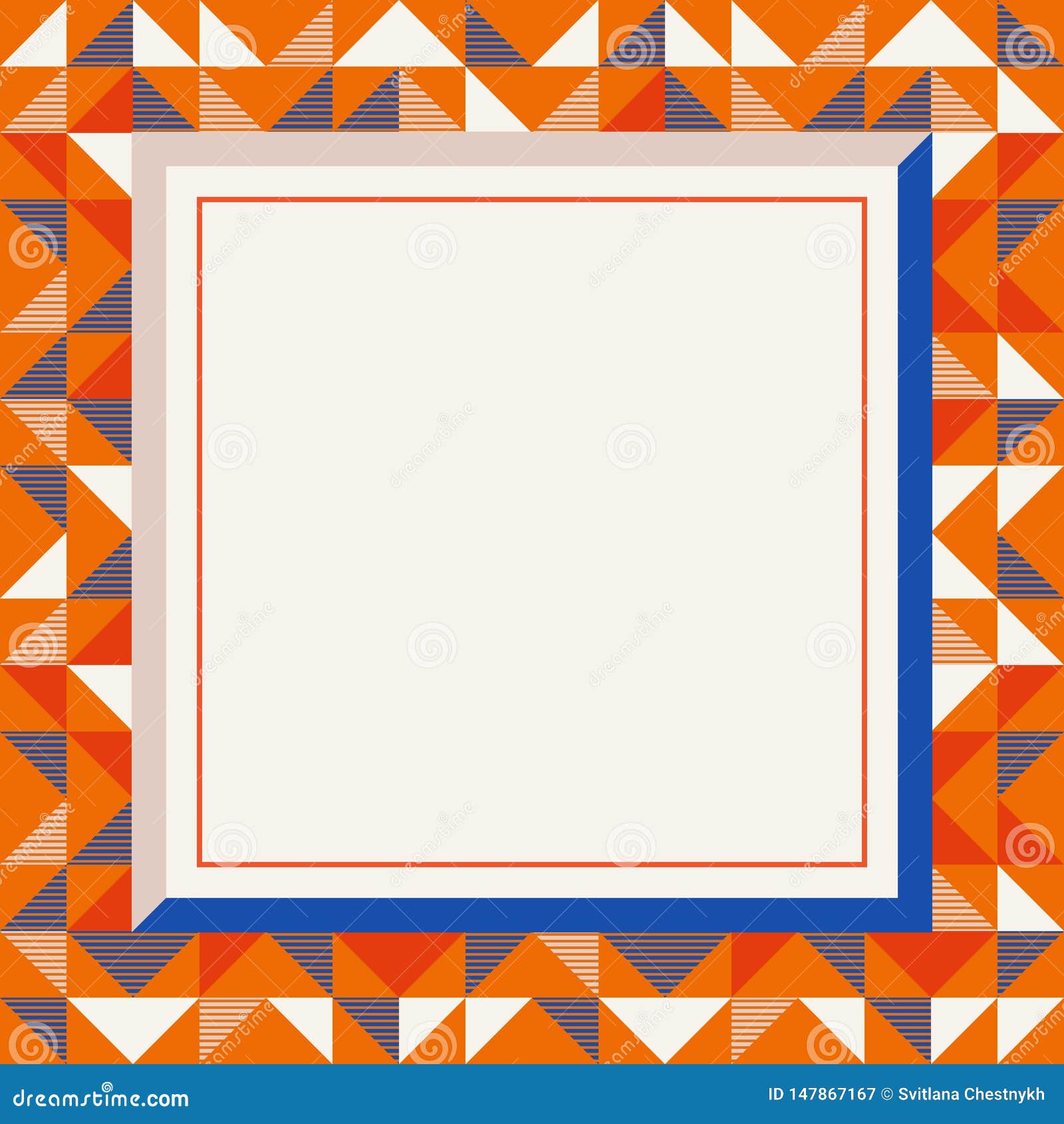 Square Frame in Red and Blue Colors, Abstract Geometric Background ...