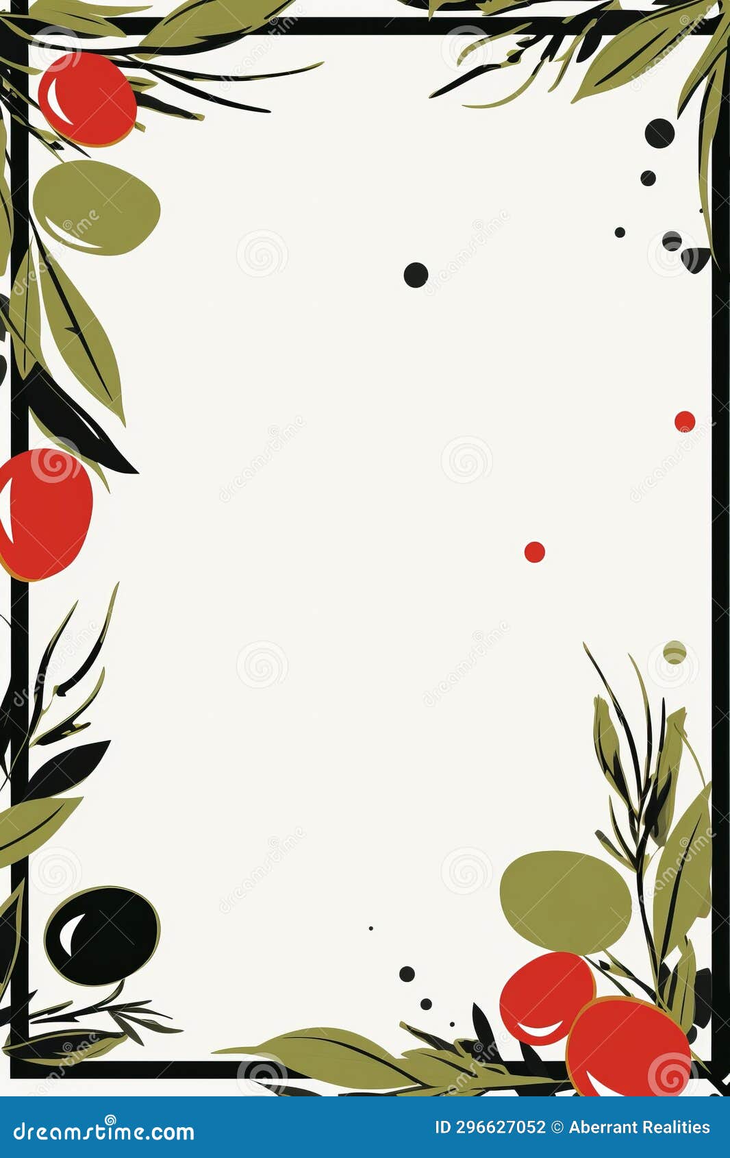 A Square Frame with Red Green and Black Leaves Stock Illustration ...