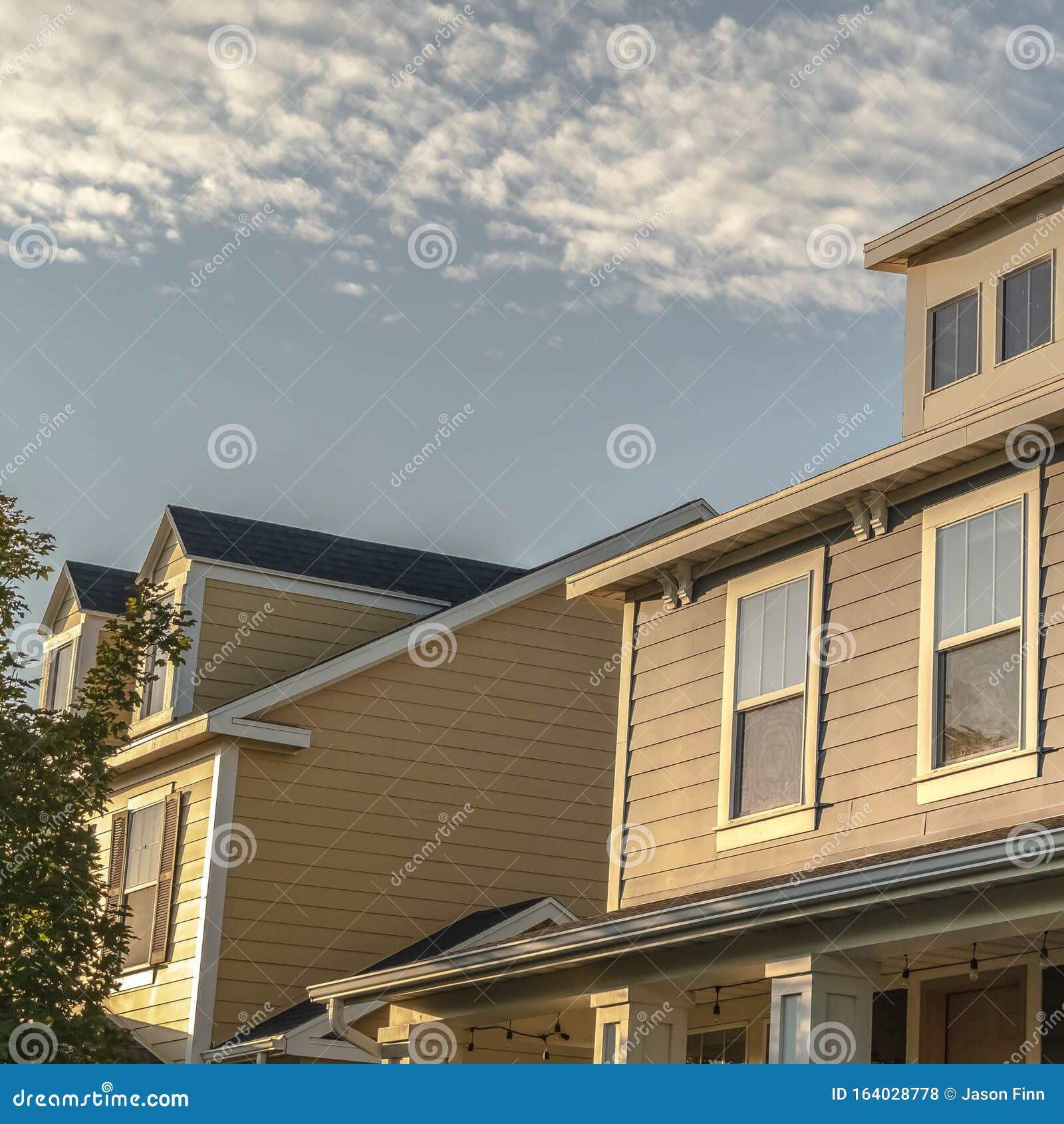 Square Frame Sash Windows in the Upper Floor of a Timber House Stock ...
