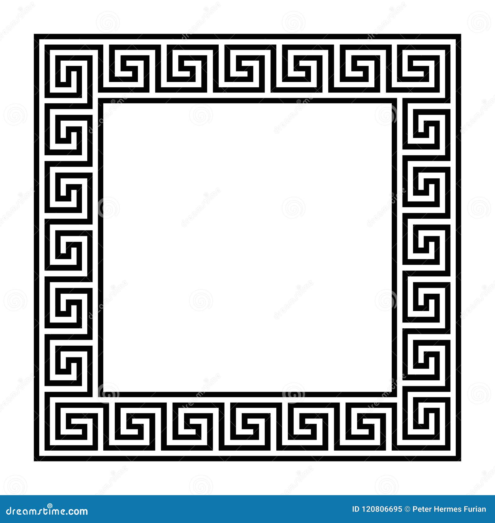 Square Frame with Seamless Meander Pattern Stock Vector - Illustration ...